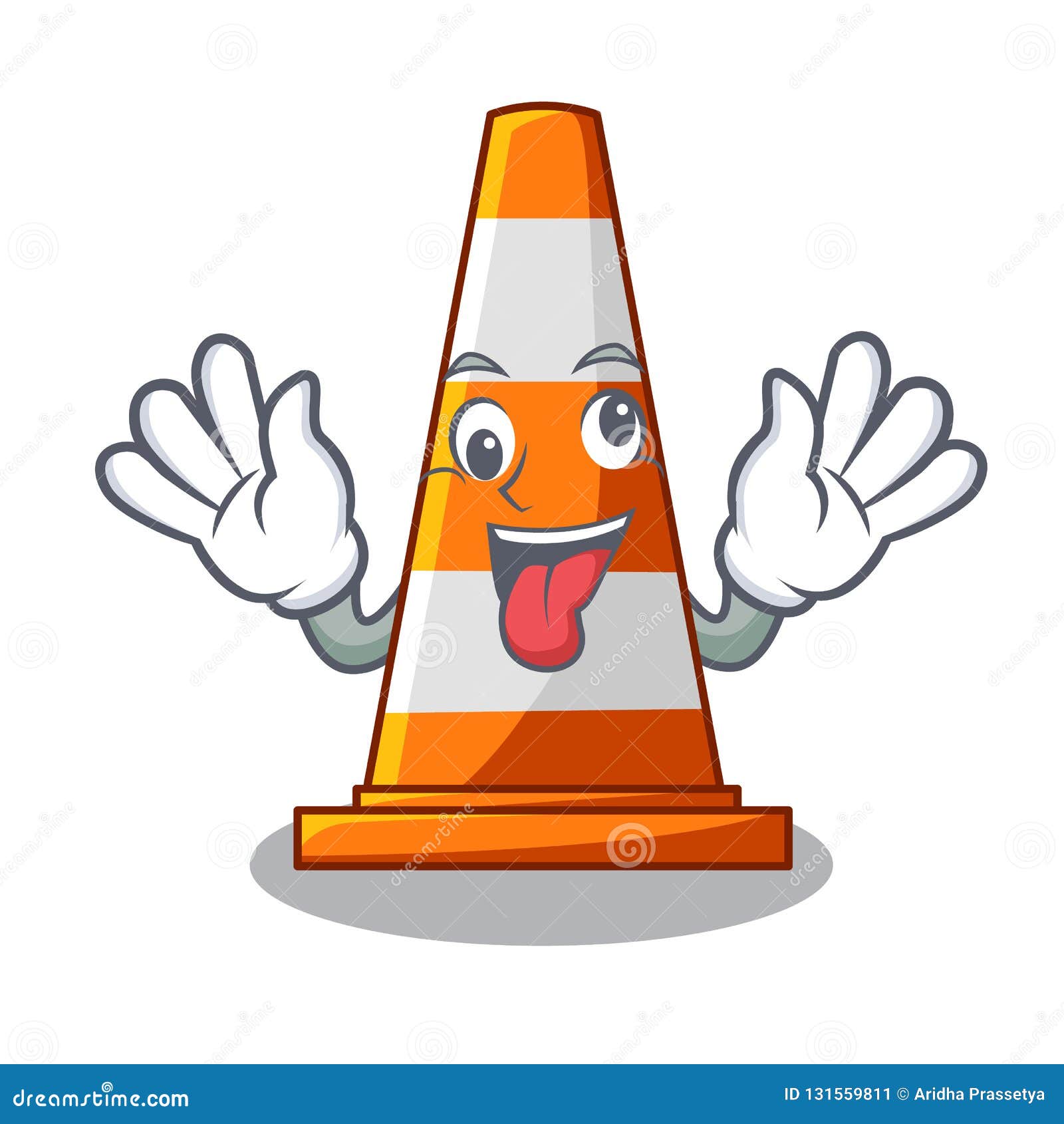 Crazy on Traffic Cone Against Mascot Argaet Stock Vector - Illustration ...