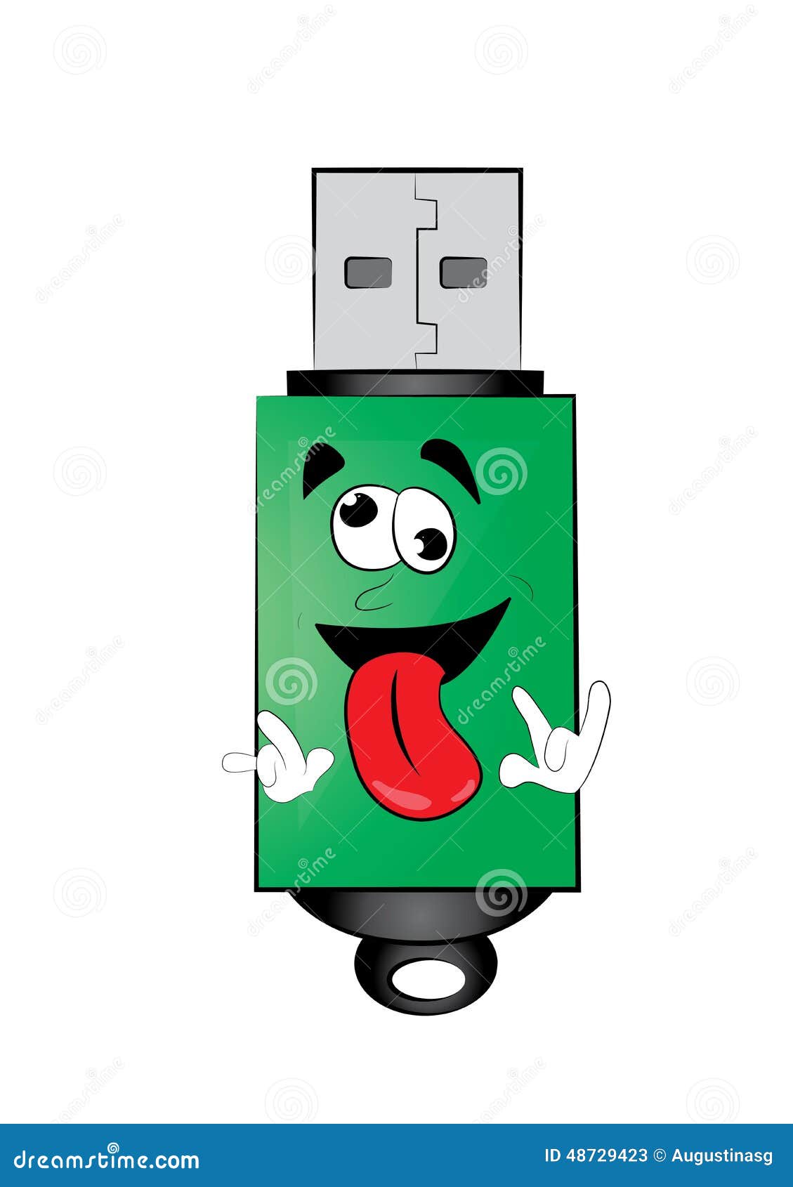 Crazy Usb Flash Drive Cartoon Stock Illustration - Illustration of ...