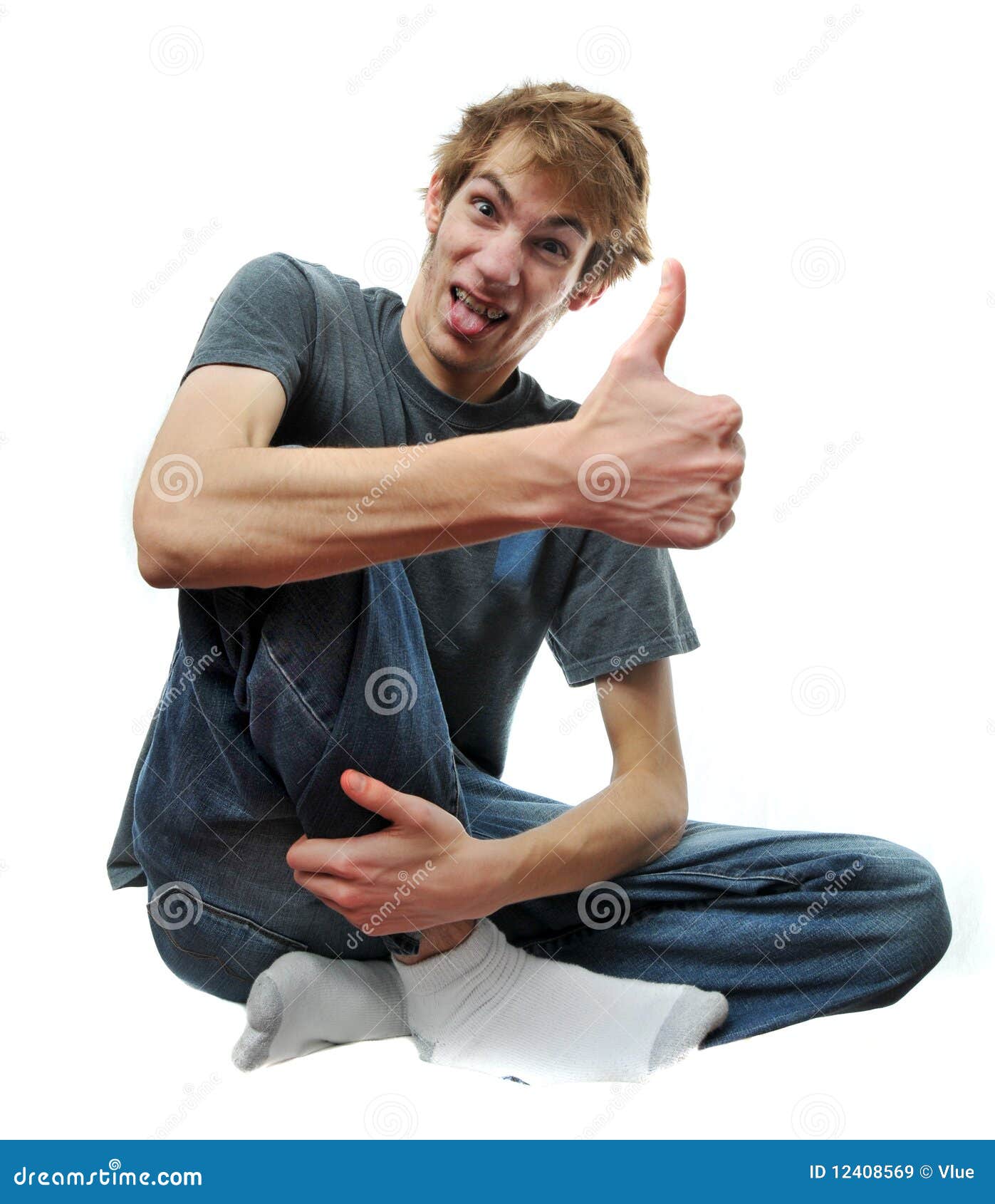 Crazy Wacky Man with Thumbs Up Stock Image - Image of tongue, crazy ...