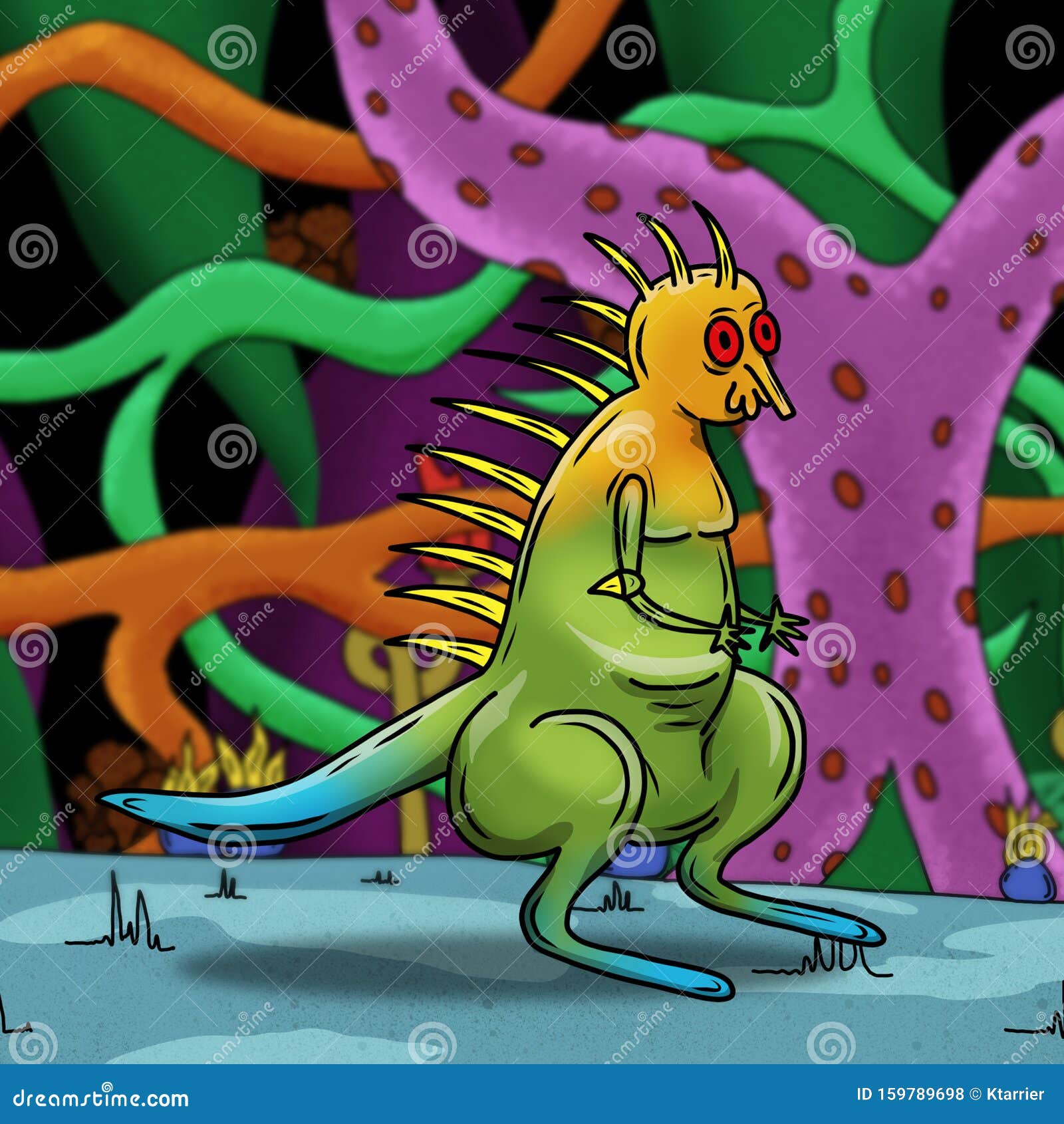 Crazy Wacky Space Alien or Monster in a Strange Forest Stock ...