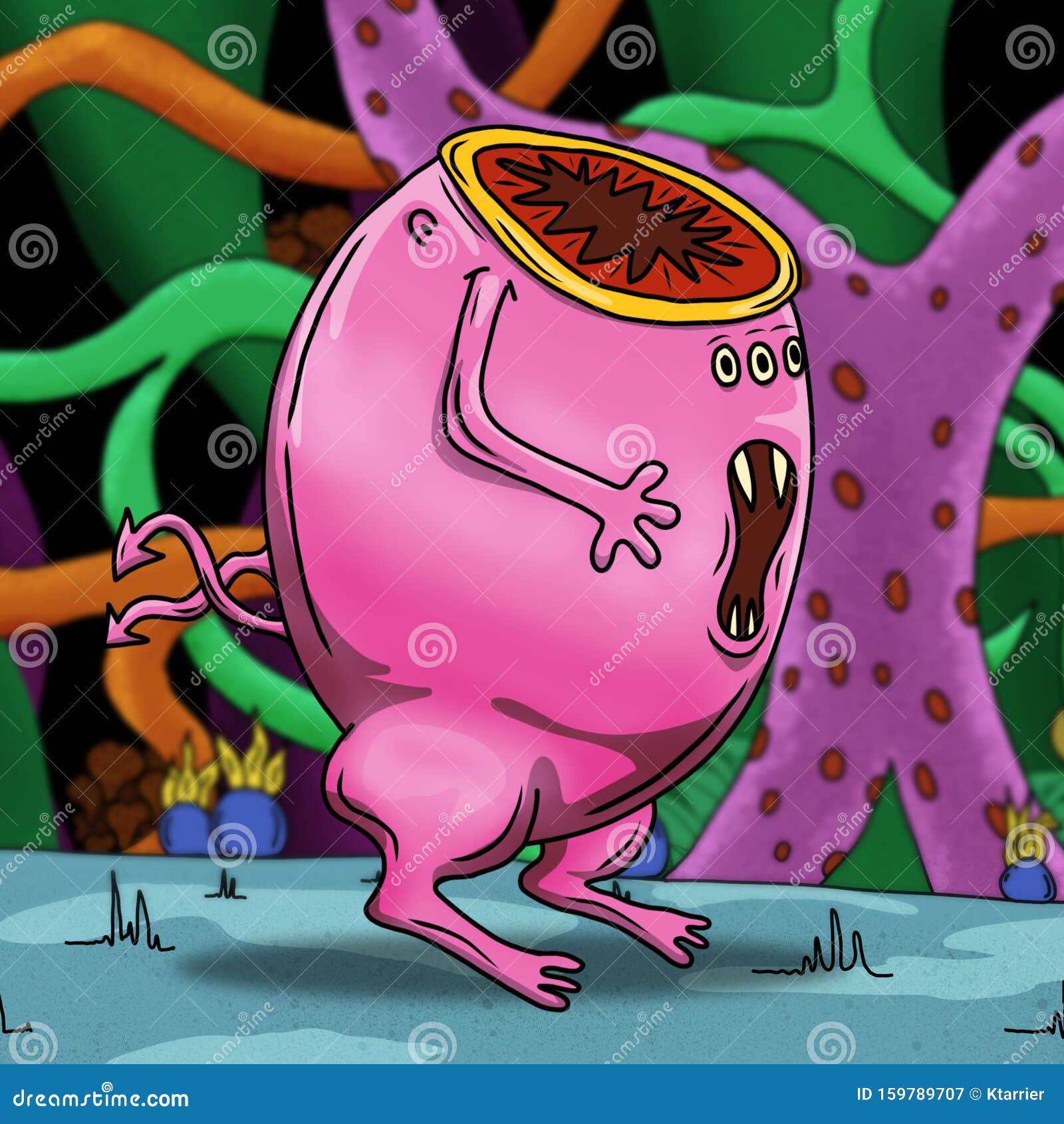 Crazy Wacky Space Alien or Monster in a Strange Forest Stock ...