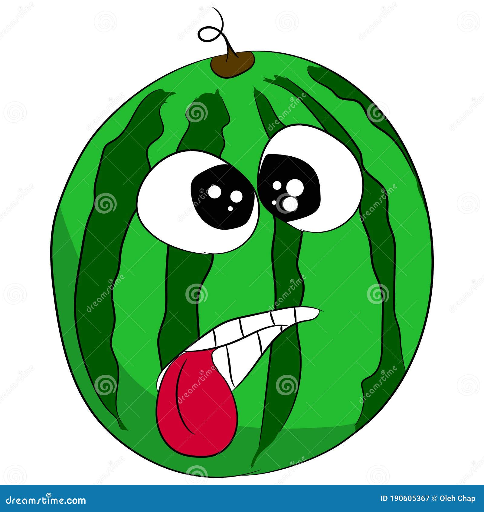 Crazy Watermelon Face. Funny Watermelon. Vector Drawing. Stock Vector ...