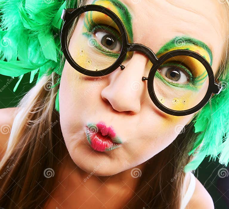 Crazy woman stock image. Image of glasses, female, creative - 12820991