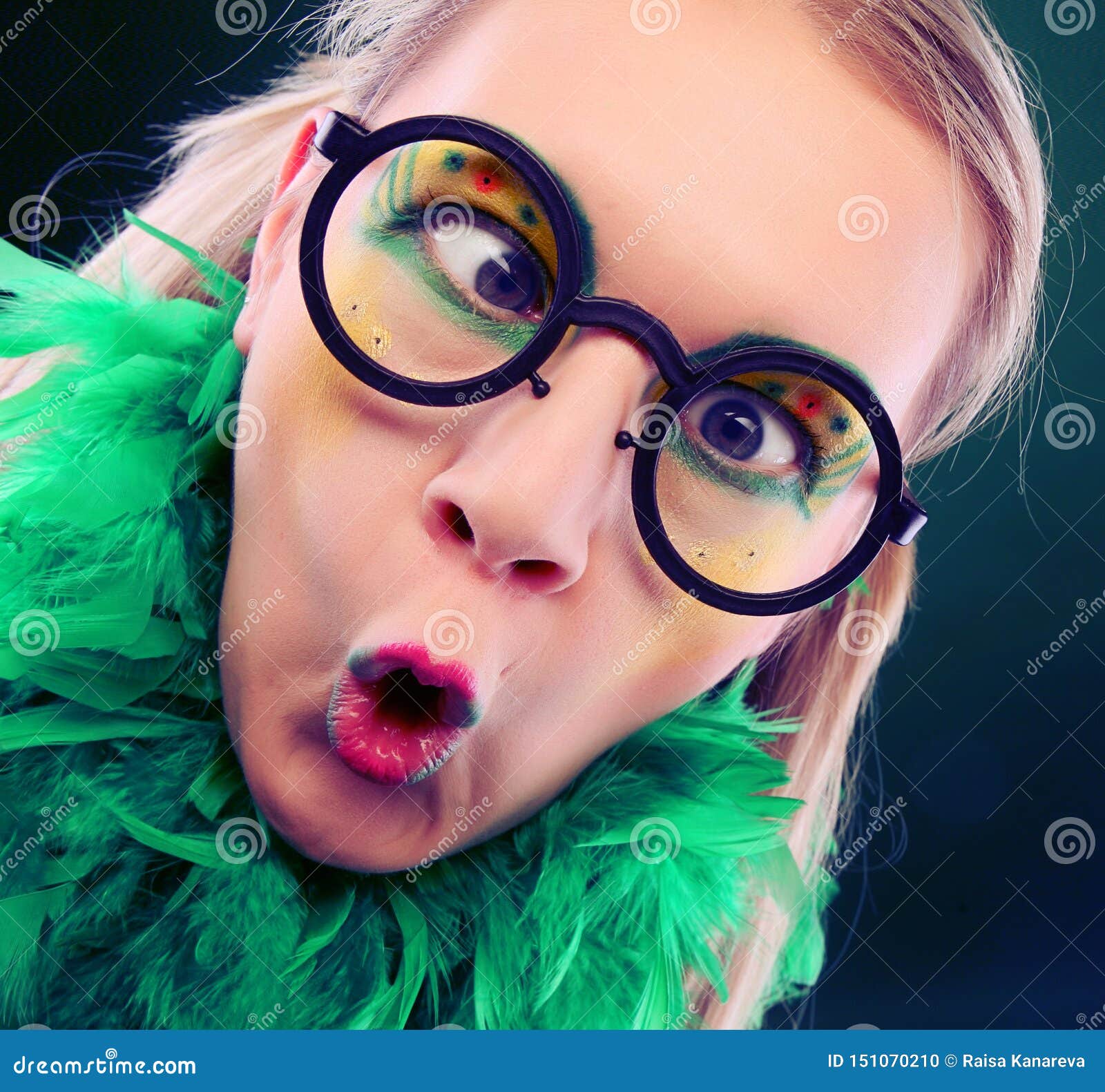 Crazy Woman with Creative Visage Close Up Stock Photo - Image of humor ...