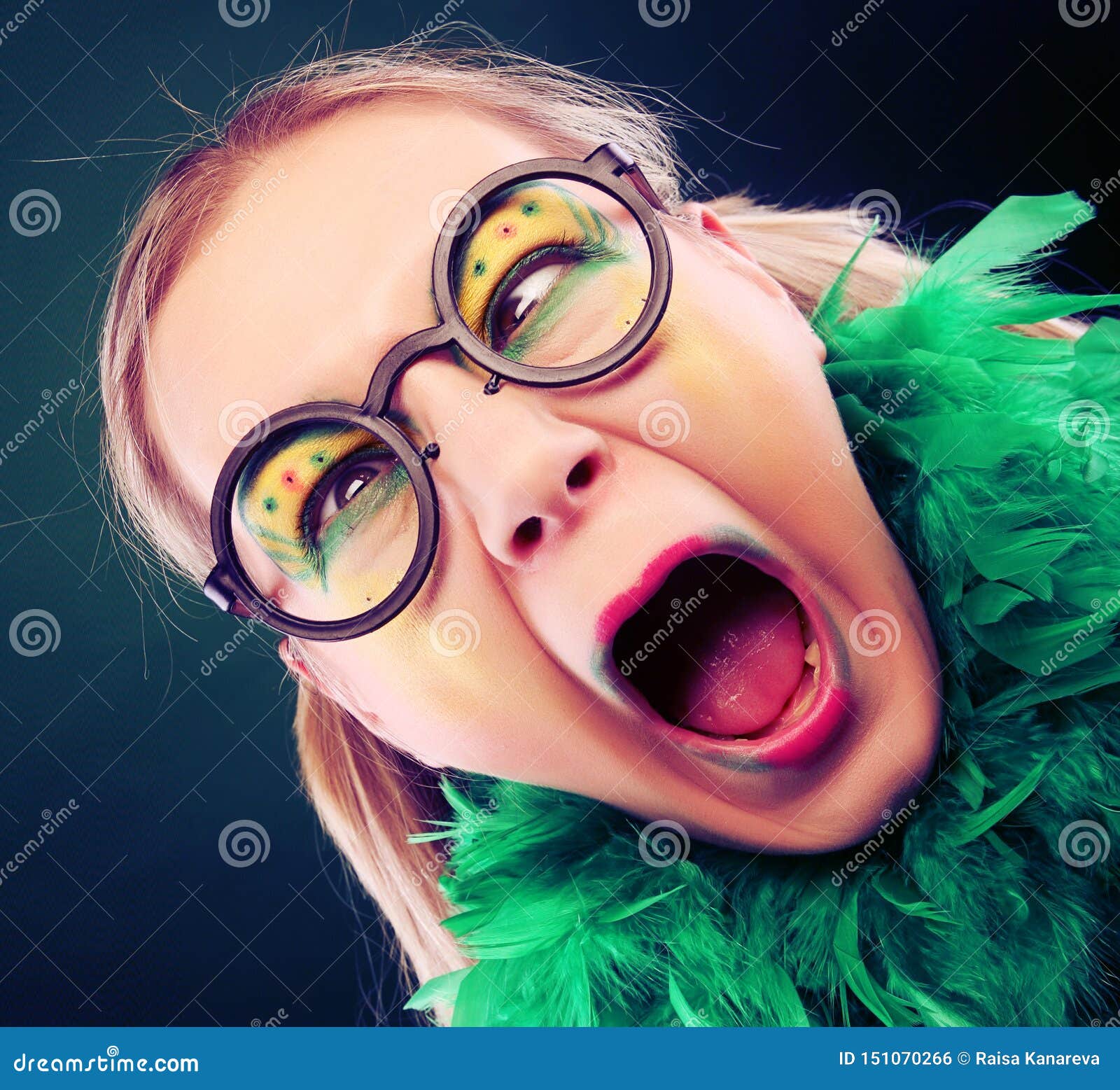 Crazy Woman with Creative Visage Close Up Stock Photo - Image of ...