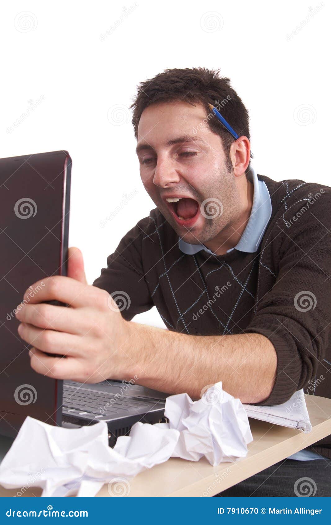 Crazy work stock photo. Image of person, laptop, furious - 7910670