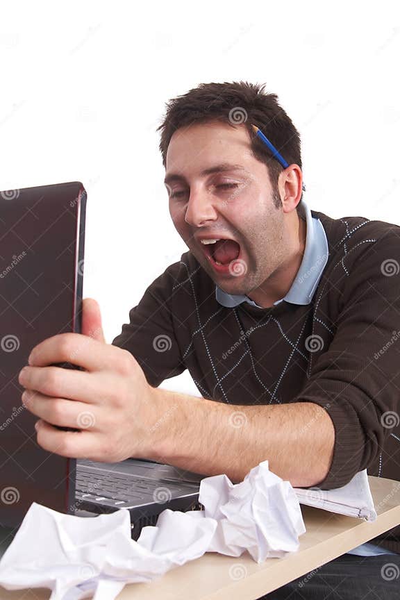 Crazy work stock photo. Image of person, laptop, furious - 7910670