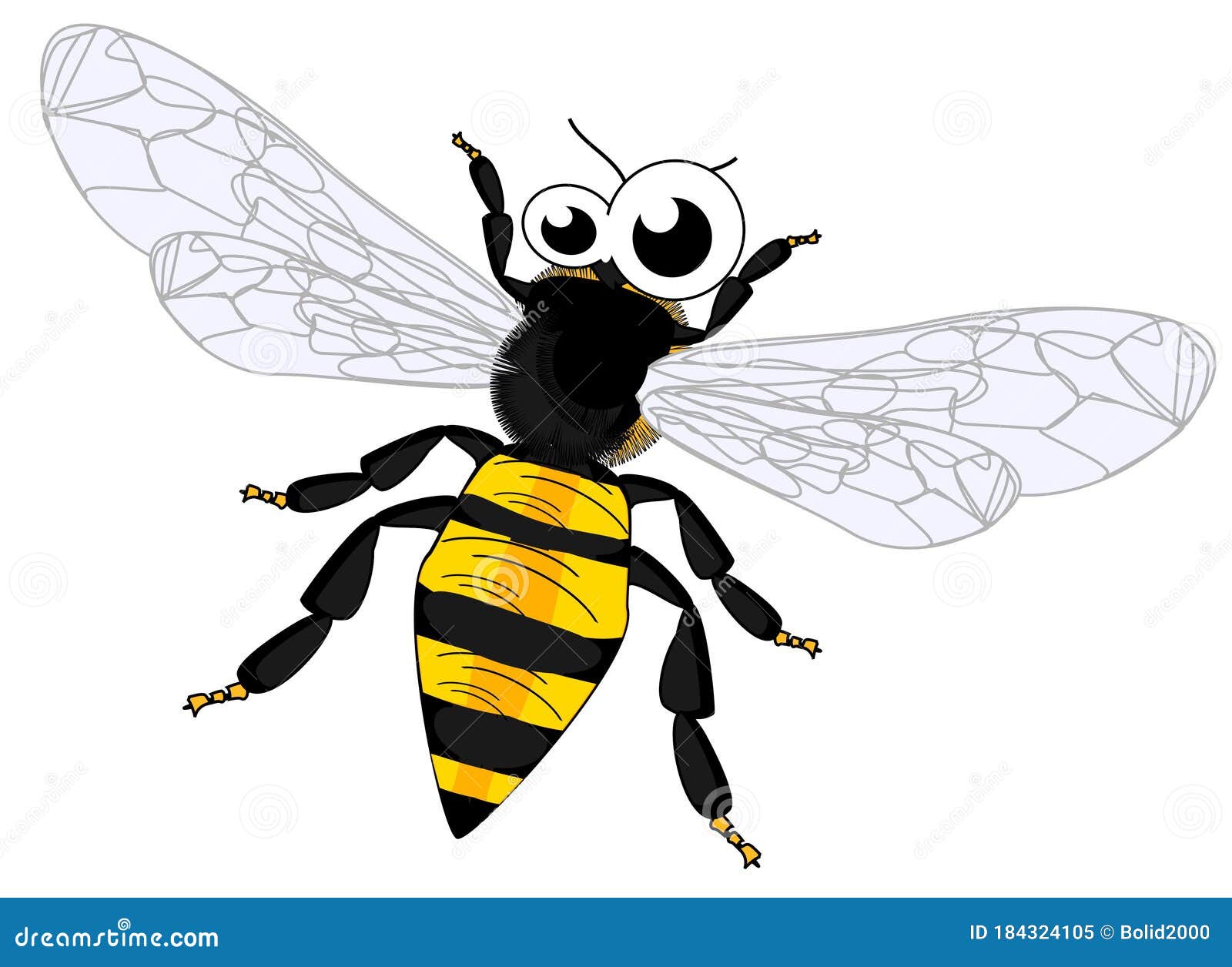 Crazy yellow bee stock illustration. Illustration of honeycomb - 184324105