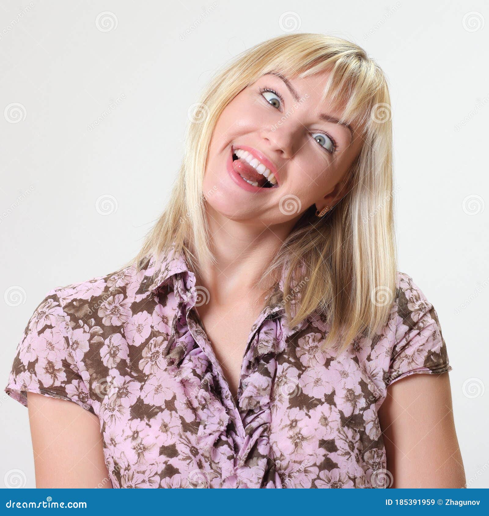 Crazy Young Blonde Woman Makes Squint for Fun Stock Image - Image of ...