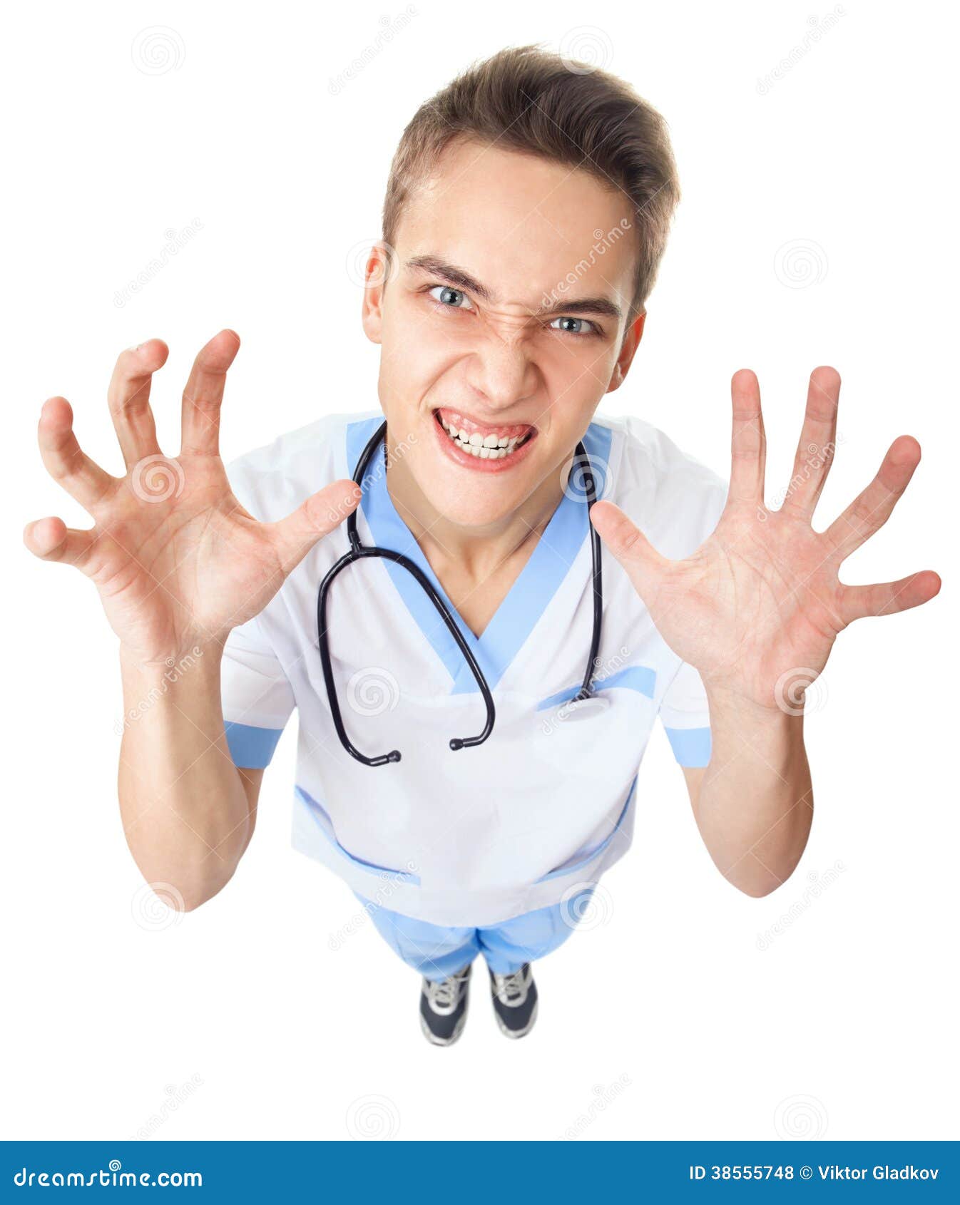 Crazy young doctor stock photo. Image of expression, full - 38555748
