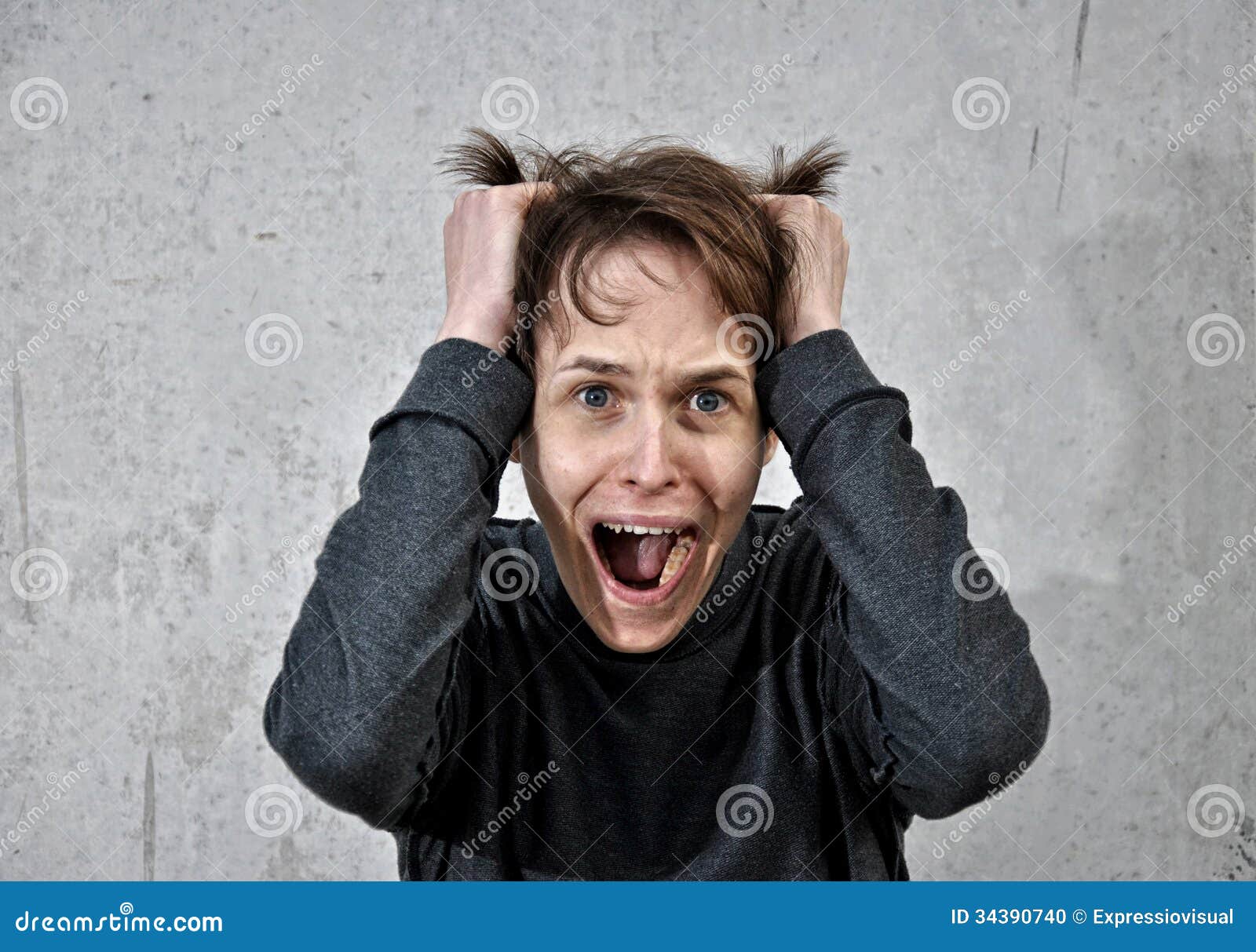 Crazy young man stock photo. Image of portrait, psycho - 34390740