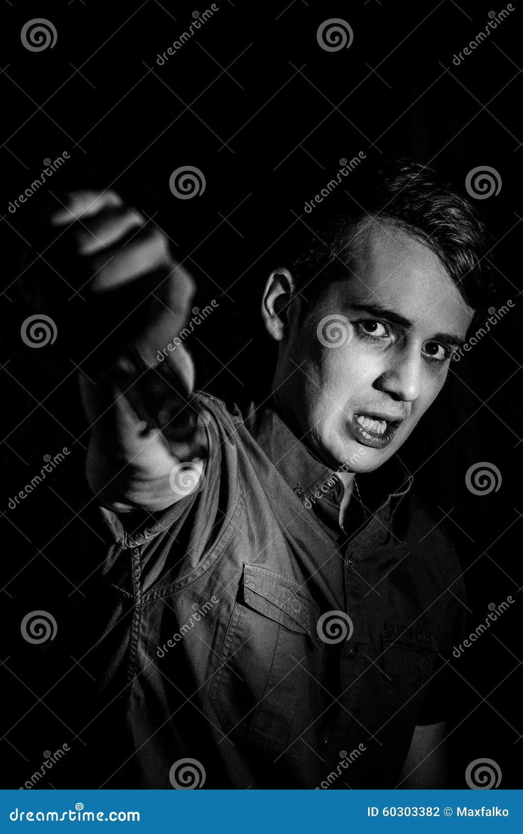 Crazy young man with a gun stock photo. Image of isolated - 60303382