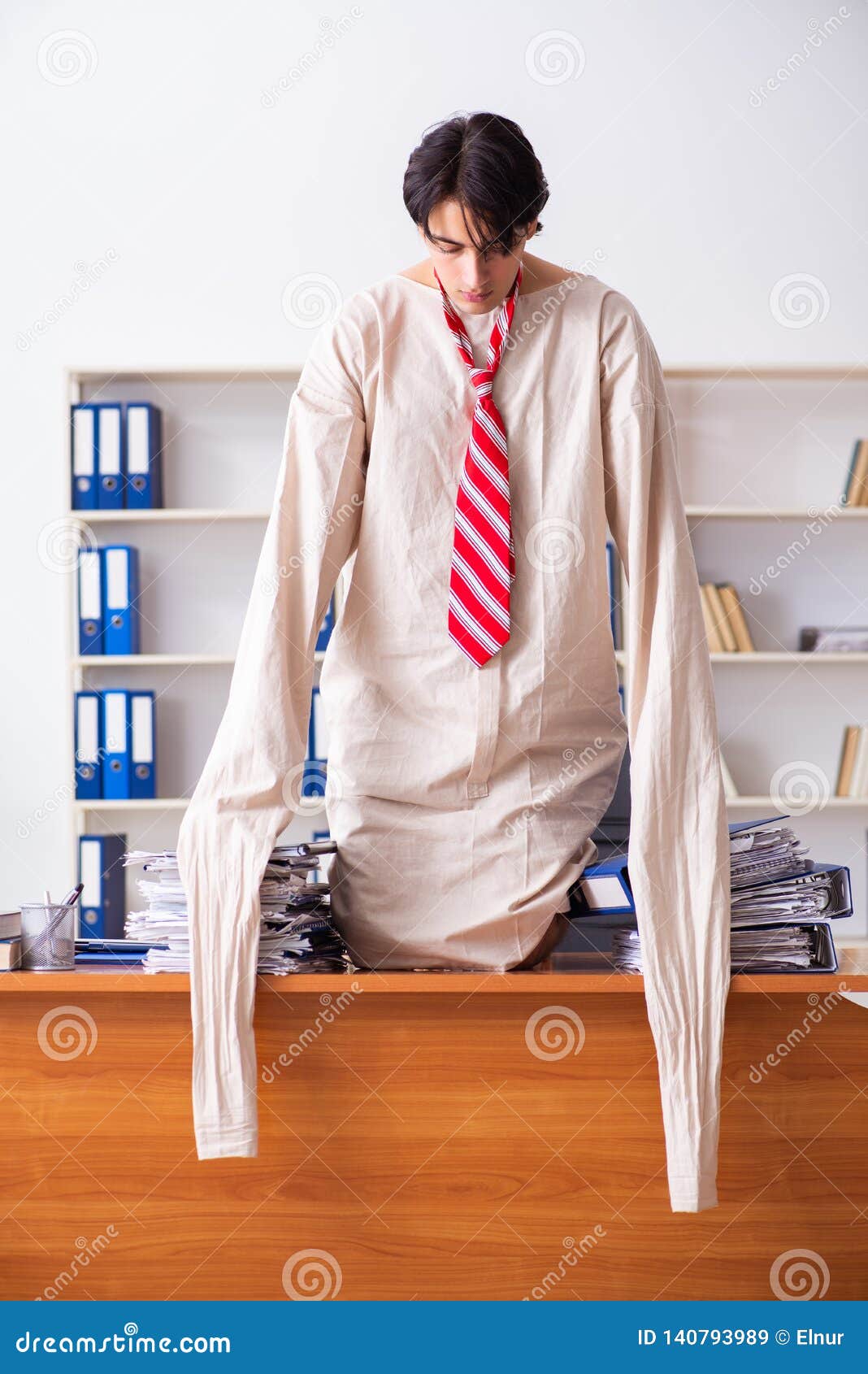 The Crazy Young Man in Straitjacket at the Office Stock Image - Image ...