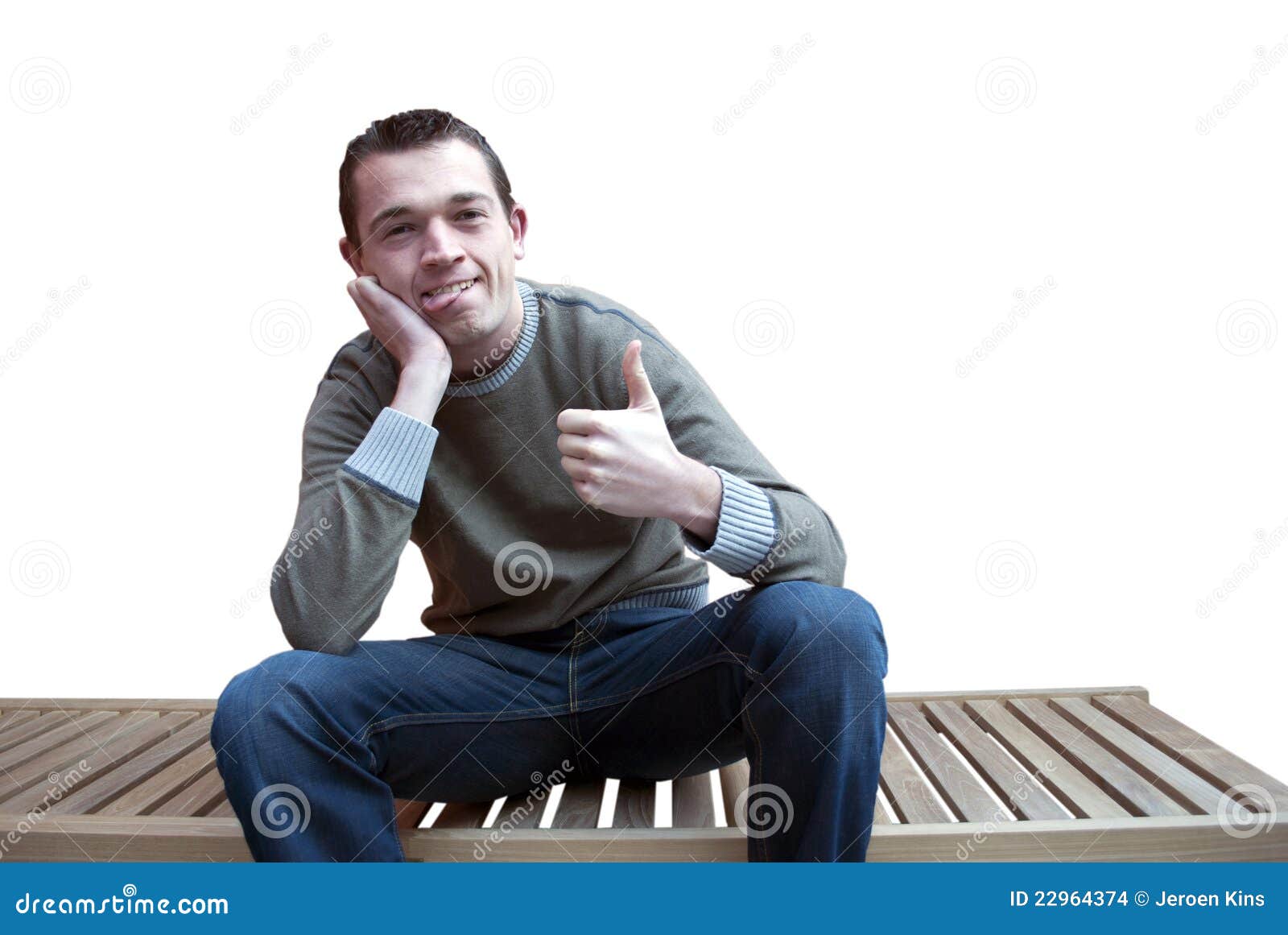 Crazy Young Man with Thumbs Up Stock Photo - Image of expressive ...