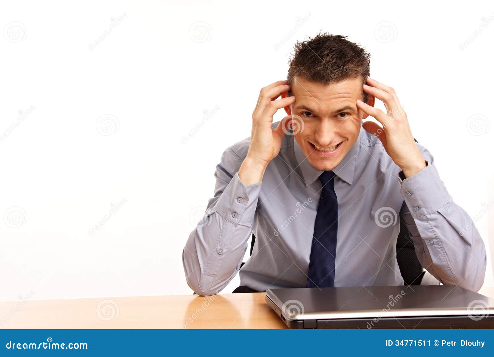 Portrait of Crazy Young Man at Work Stock Image - Image of smiling ...