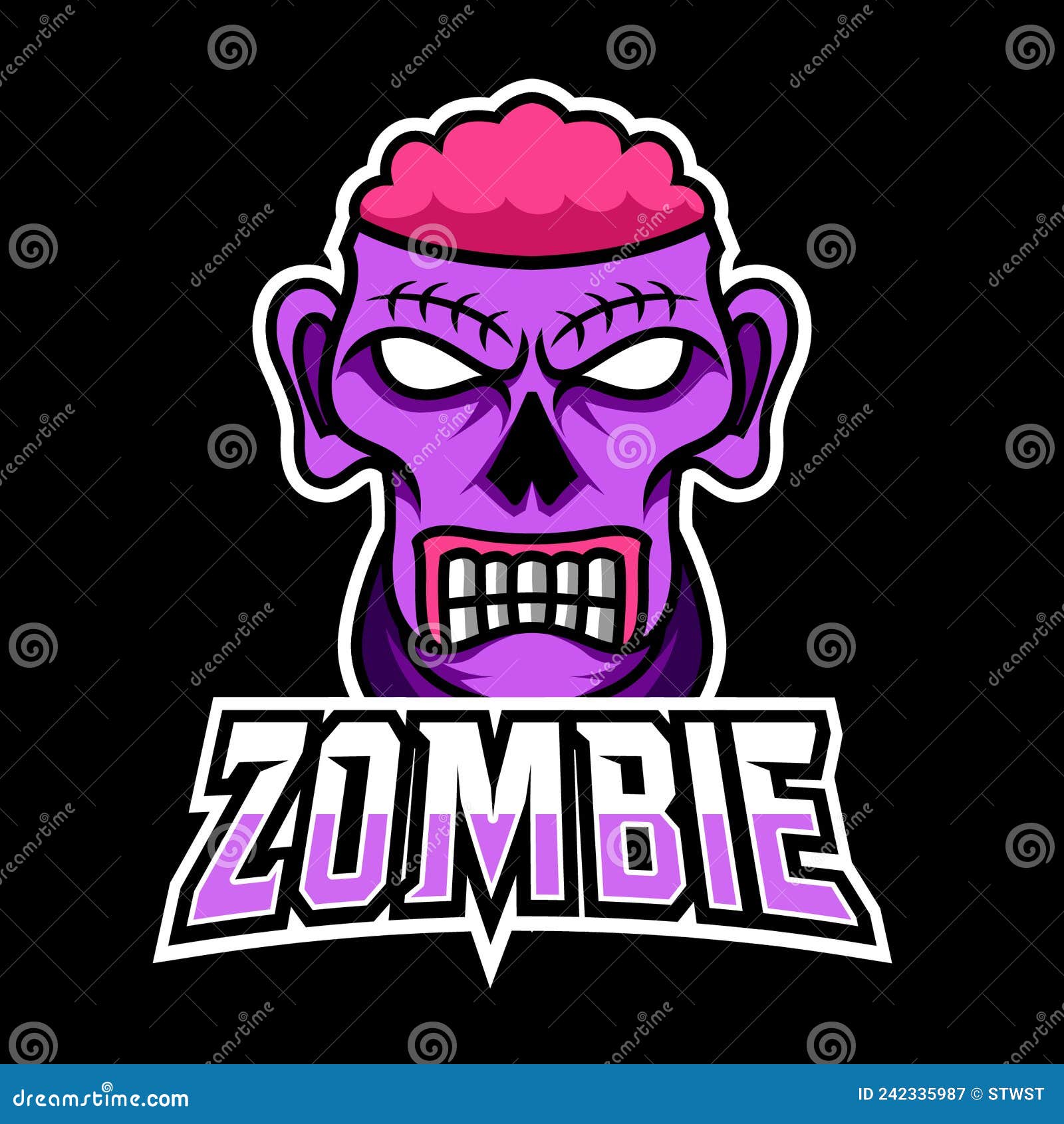 Crazy Zombie Scary Brain Mascot Gaming Logo Design Vector Template ...