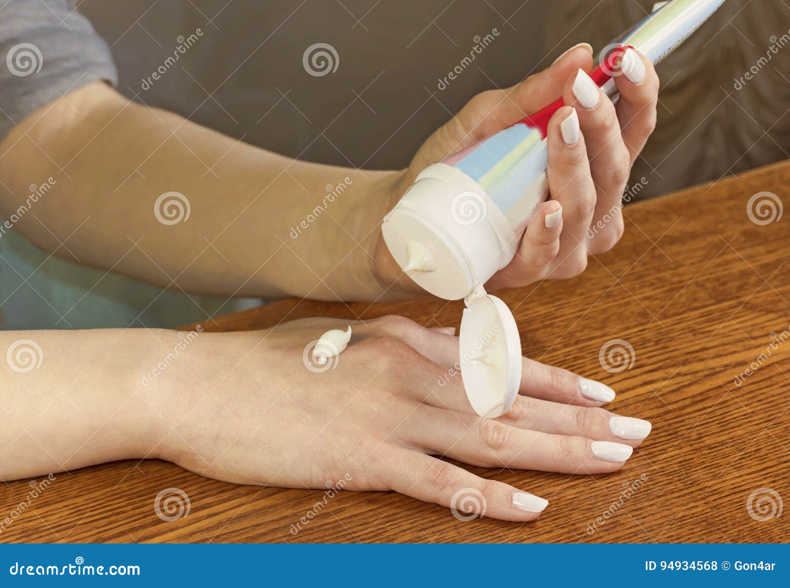 Cream Application To Hand.Skin Care Stock Photo - Image of hand, skin ...