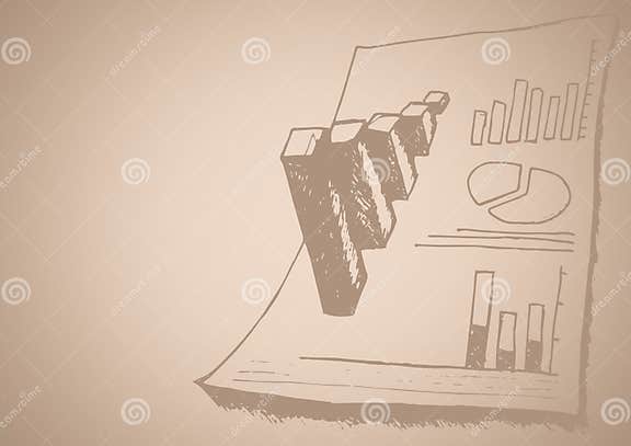 Cream Background with Graph and Paper Doodles Stock Image - Image of ...