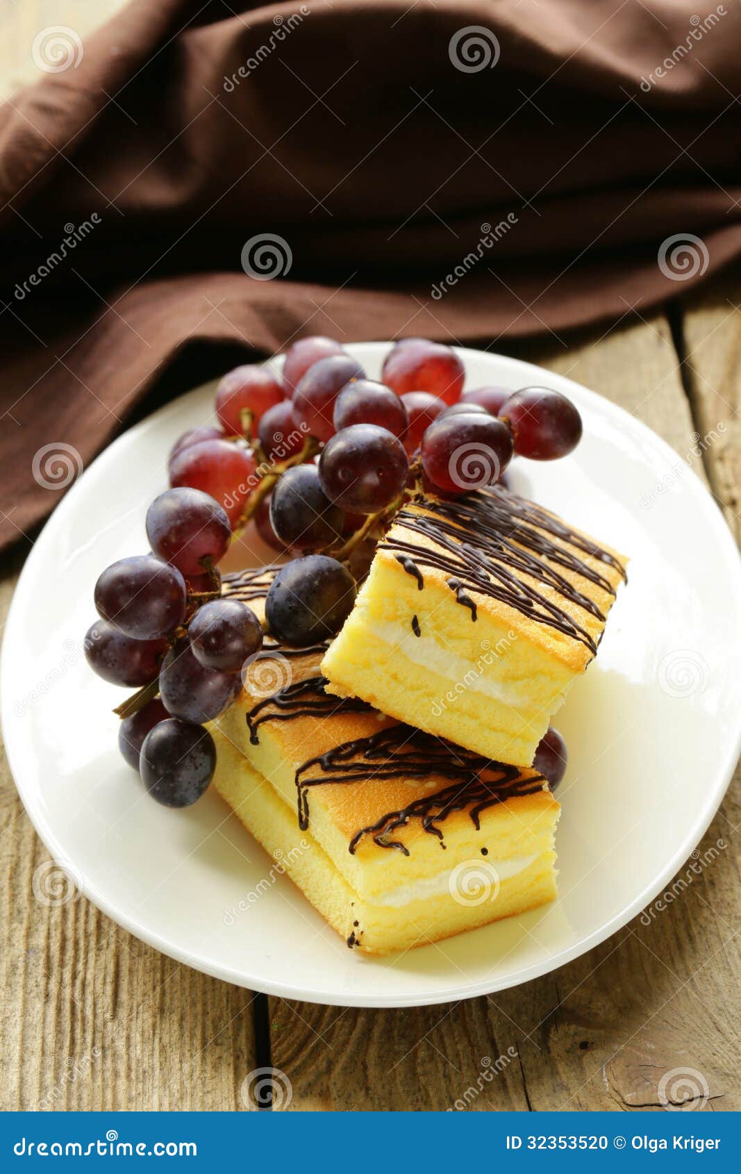 Cream Biscuits with Grape Berries Stock Photo - Image of grape, cream ...