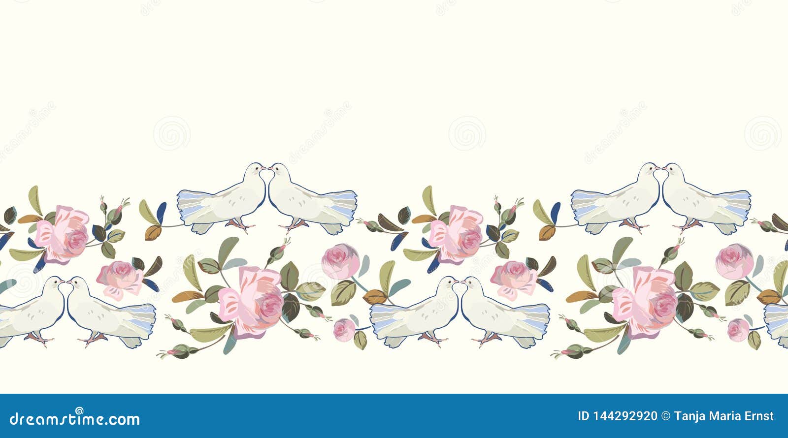 Cream Border with Rose and Dove. Stock Vector - Illustration of elegant ...