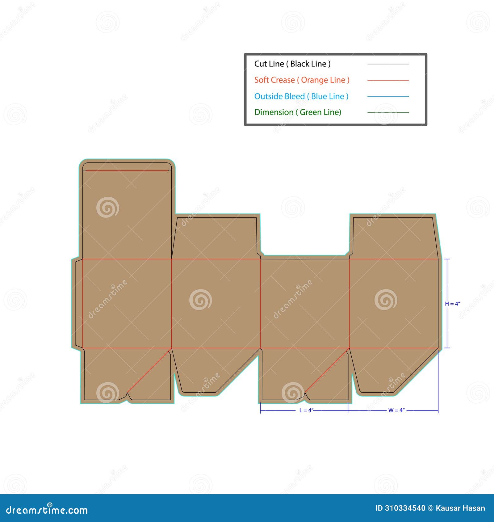 Cream Box Dieline Template, Vector File Stock Vector - Illustration of ...