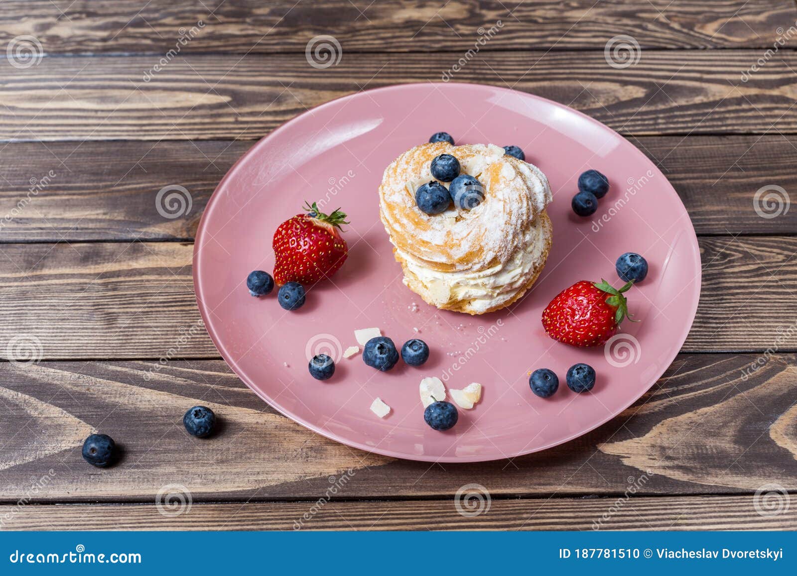 Cream Cake Decorated with Berries Stock Photo - Image of celebration ...