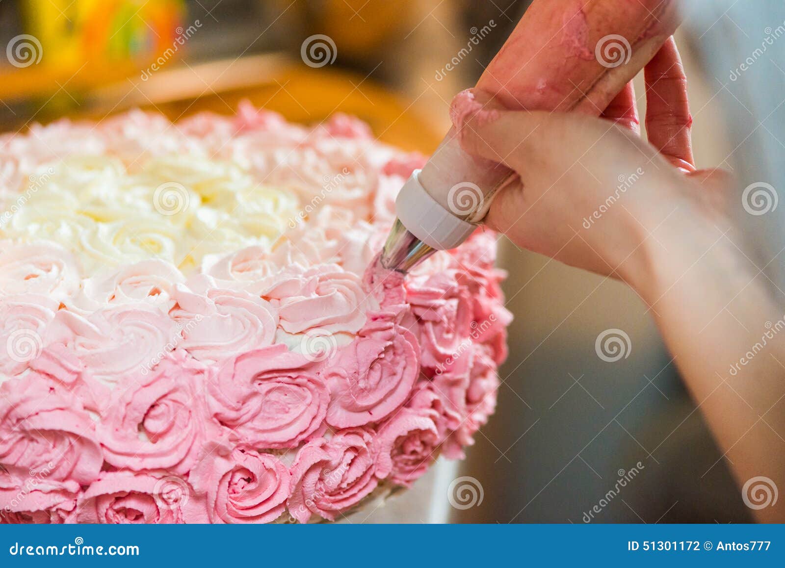 Cream on the cake stock photo. Image of pink, detail - 51301172