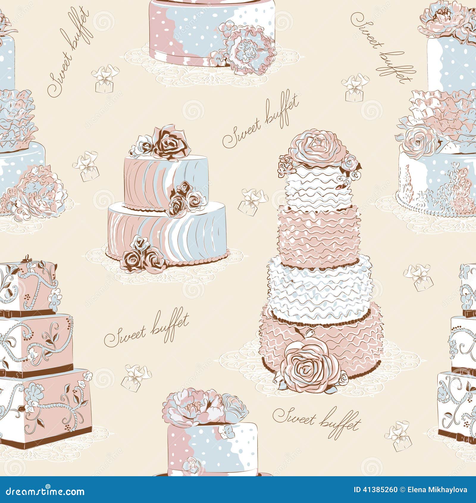 Cream cake pattern stock vector. Illustration of pink - 41385260