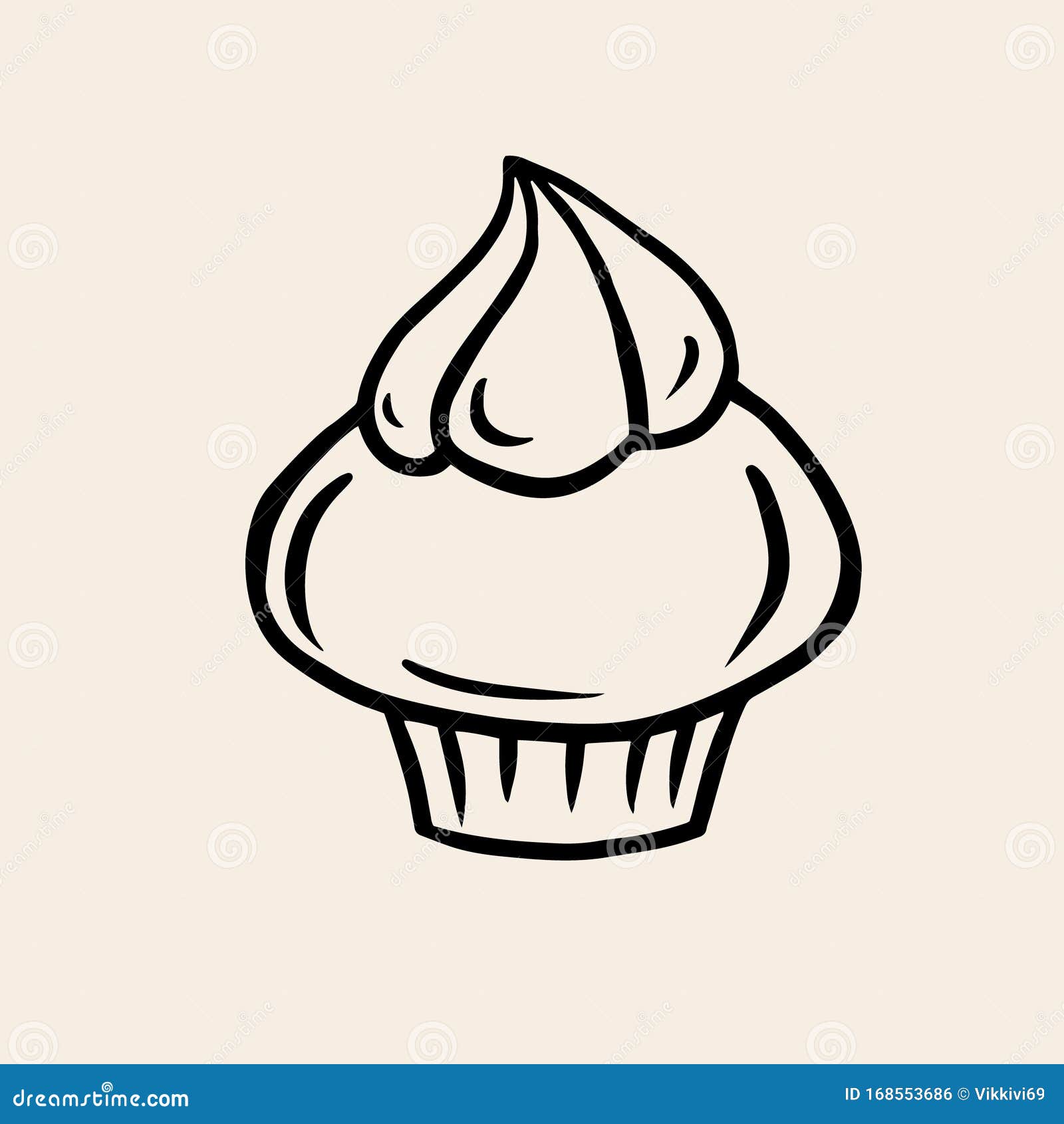 Cream Cake. Vector Linear Drawing of a Cake Stock Illustration ...