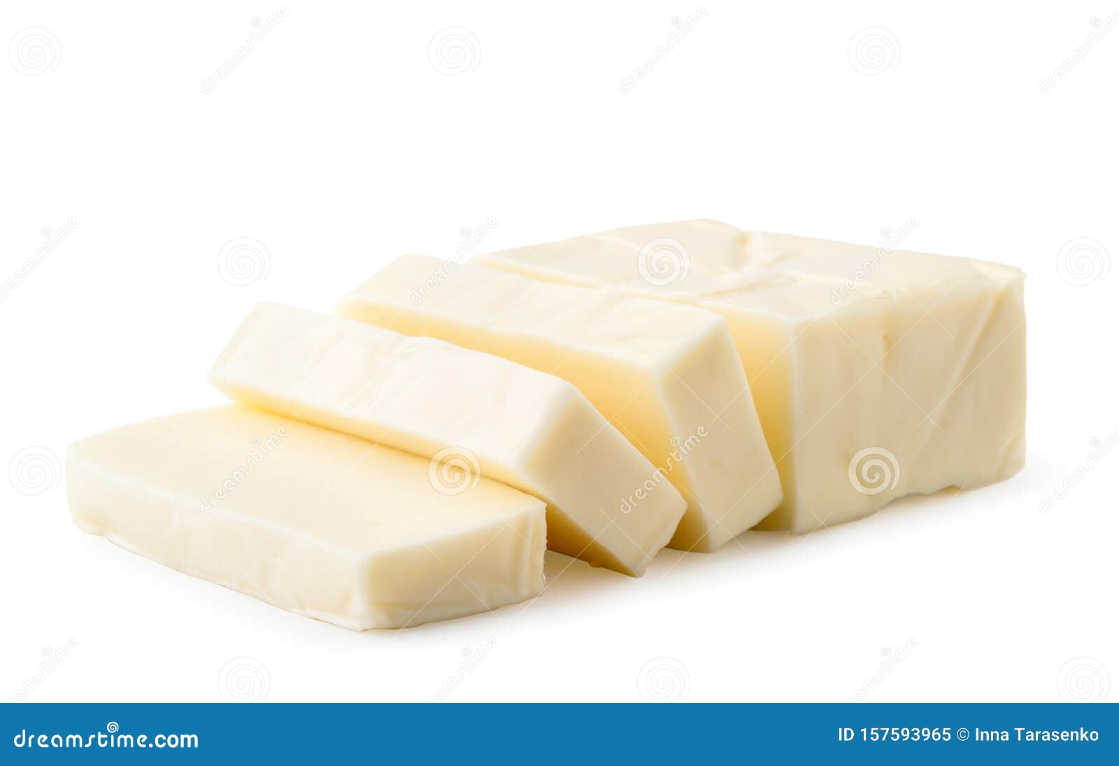 Cream Cheese Rectangular Shape Cut into Pieces on a White, Isolated ...