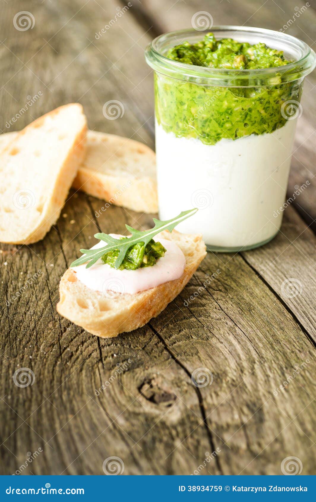 Cream Cheese with Rocket Salad in a Jar Stock Image - Image of food ...