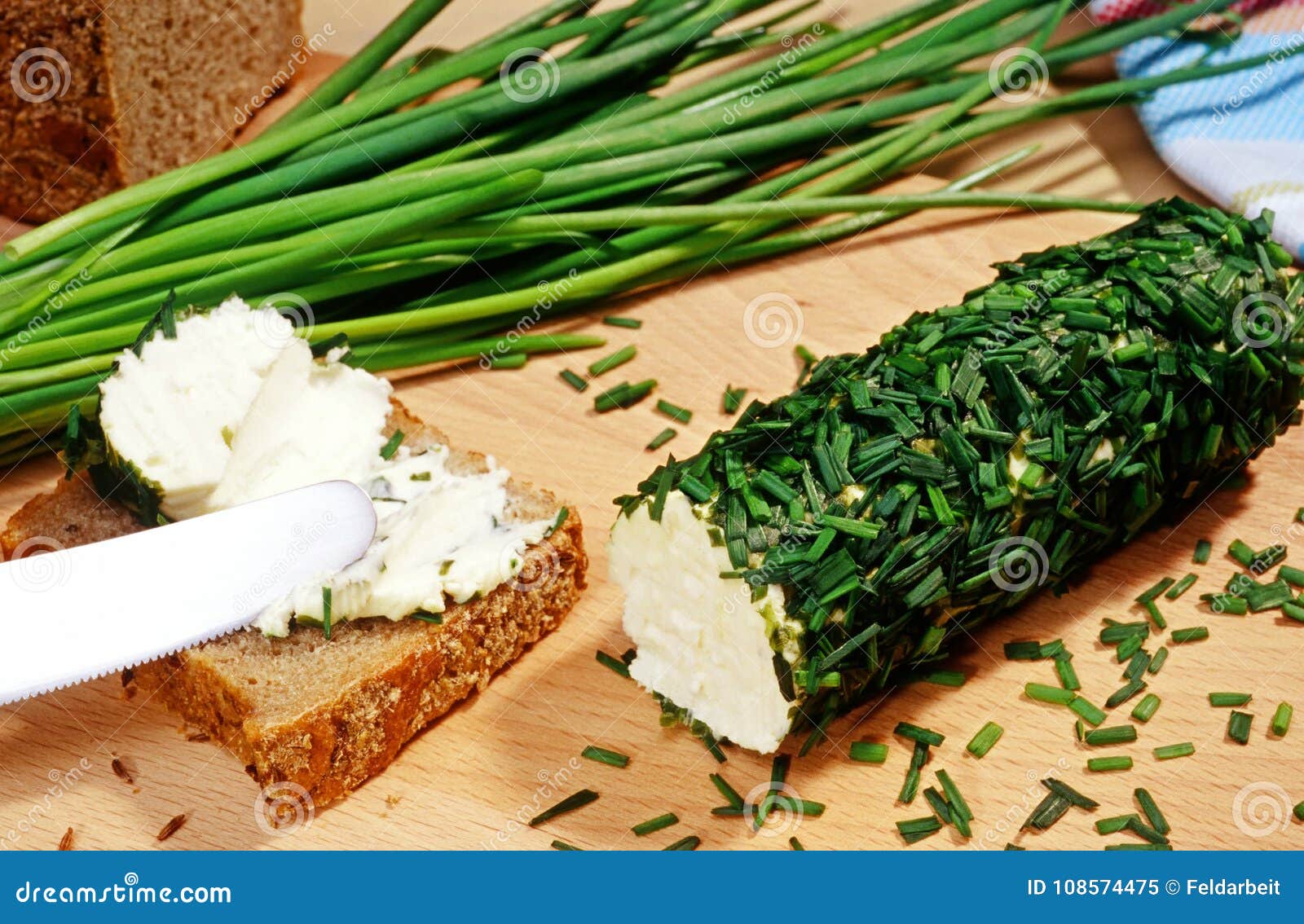 Cream Cheese, Rolled in Chive Stock Image - Image of plate, goat: 108574475