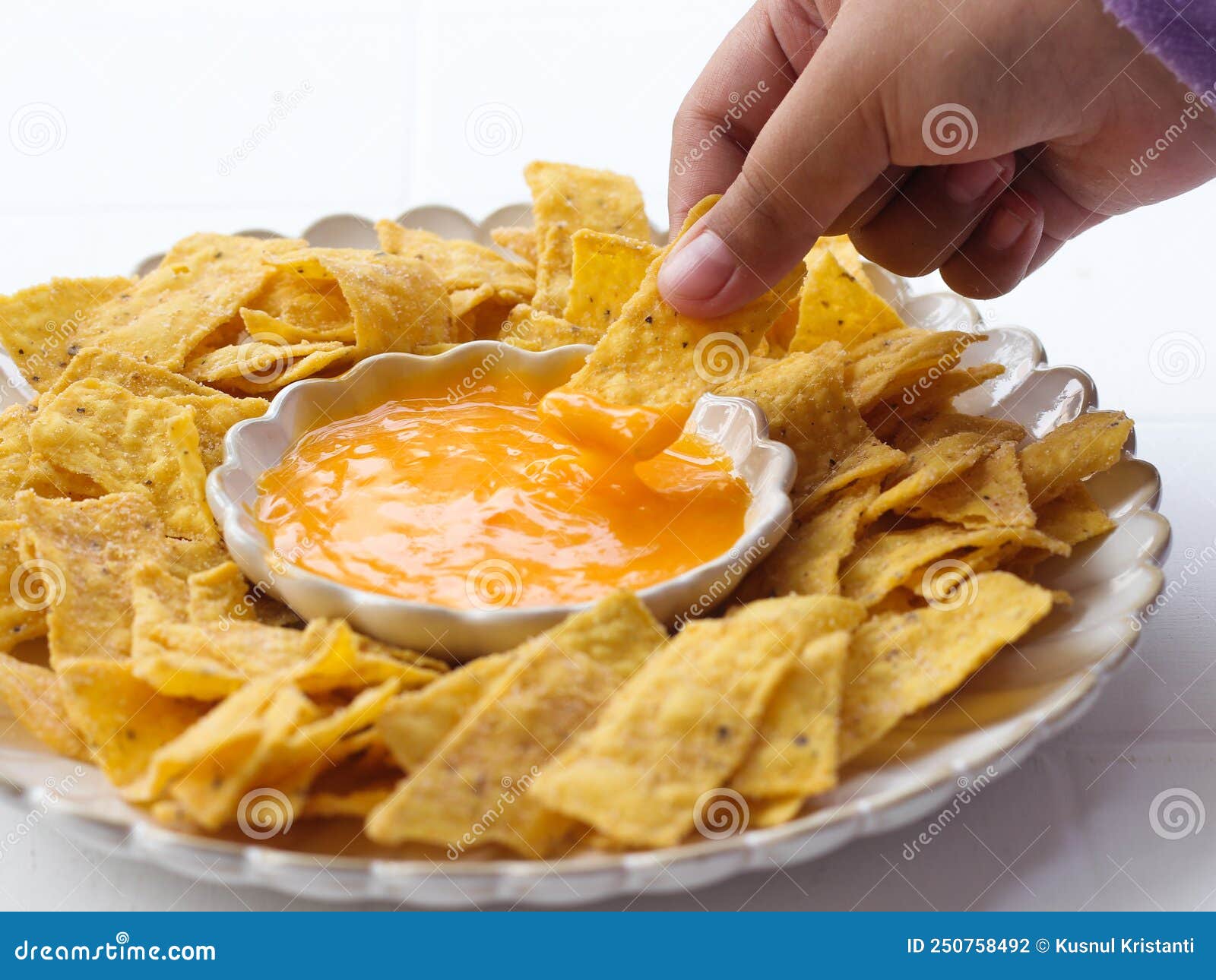Cream Cheese Sauce Served with Corn Chips Stock Photo - Image of creamy ...