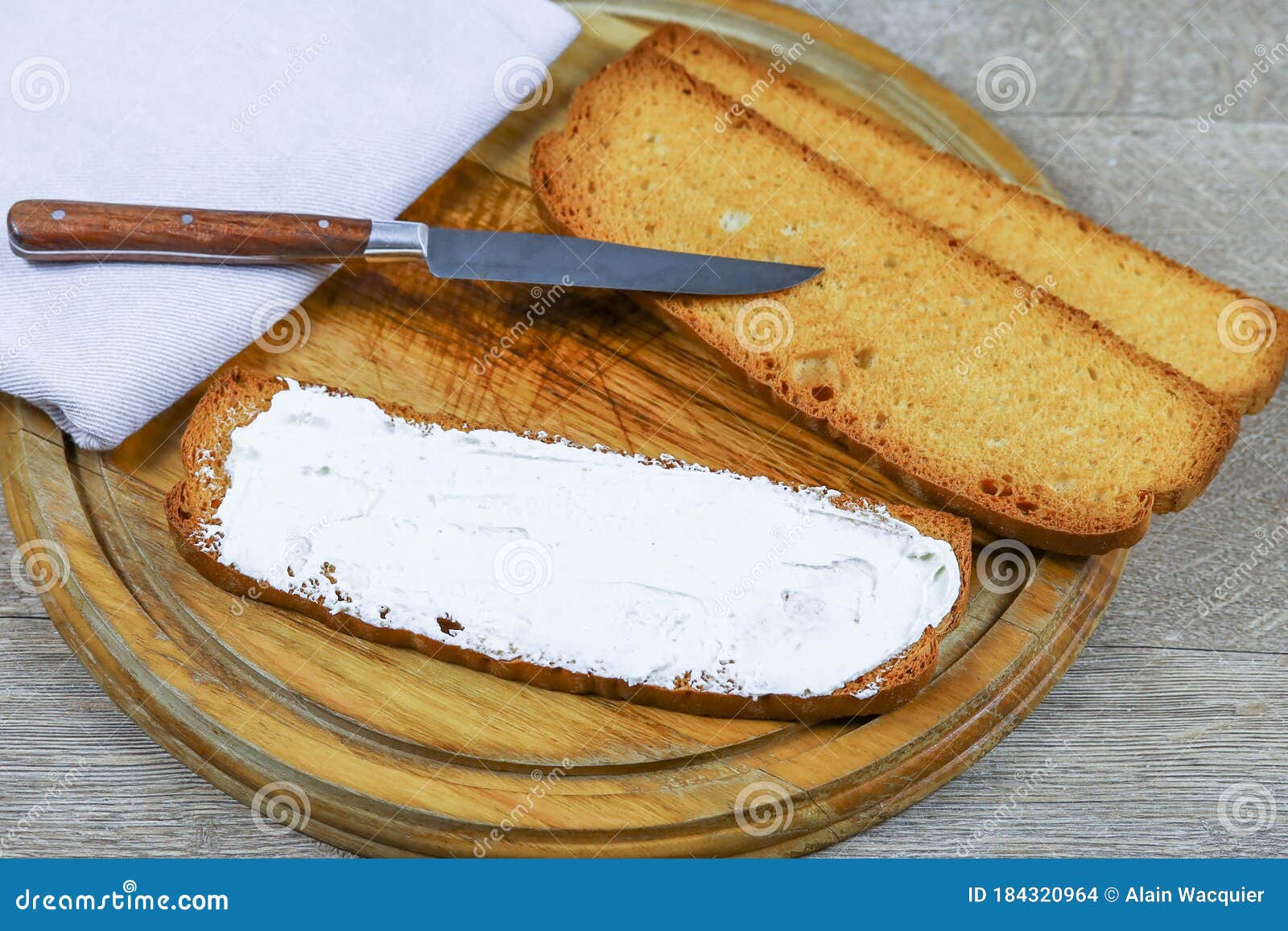 Cream Cheese Spread on a Rusk Stock Photo - Image of cheese, toast ...