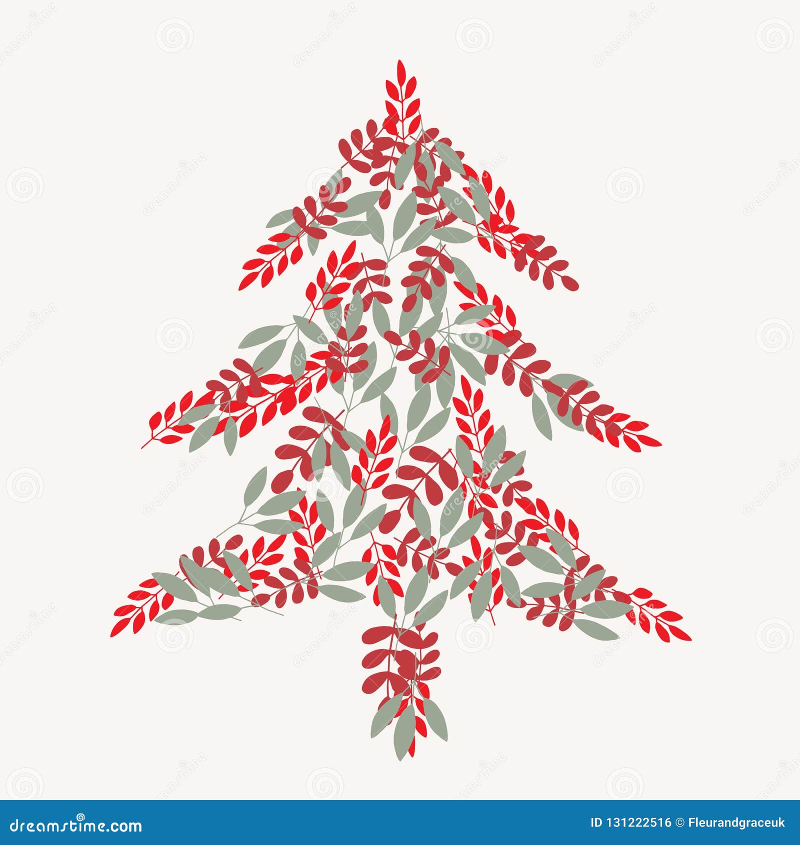 Cream Christmas Tree and Leaves Pattern Stock Vector - Illustration of ...