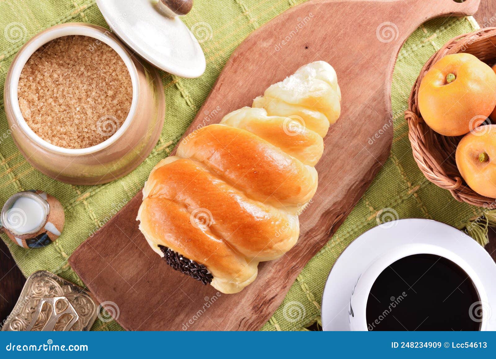 Cream cornet roll bread stock image. Image of bakery - 248234909