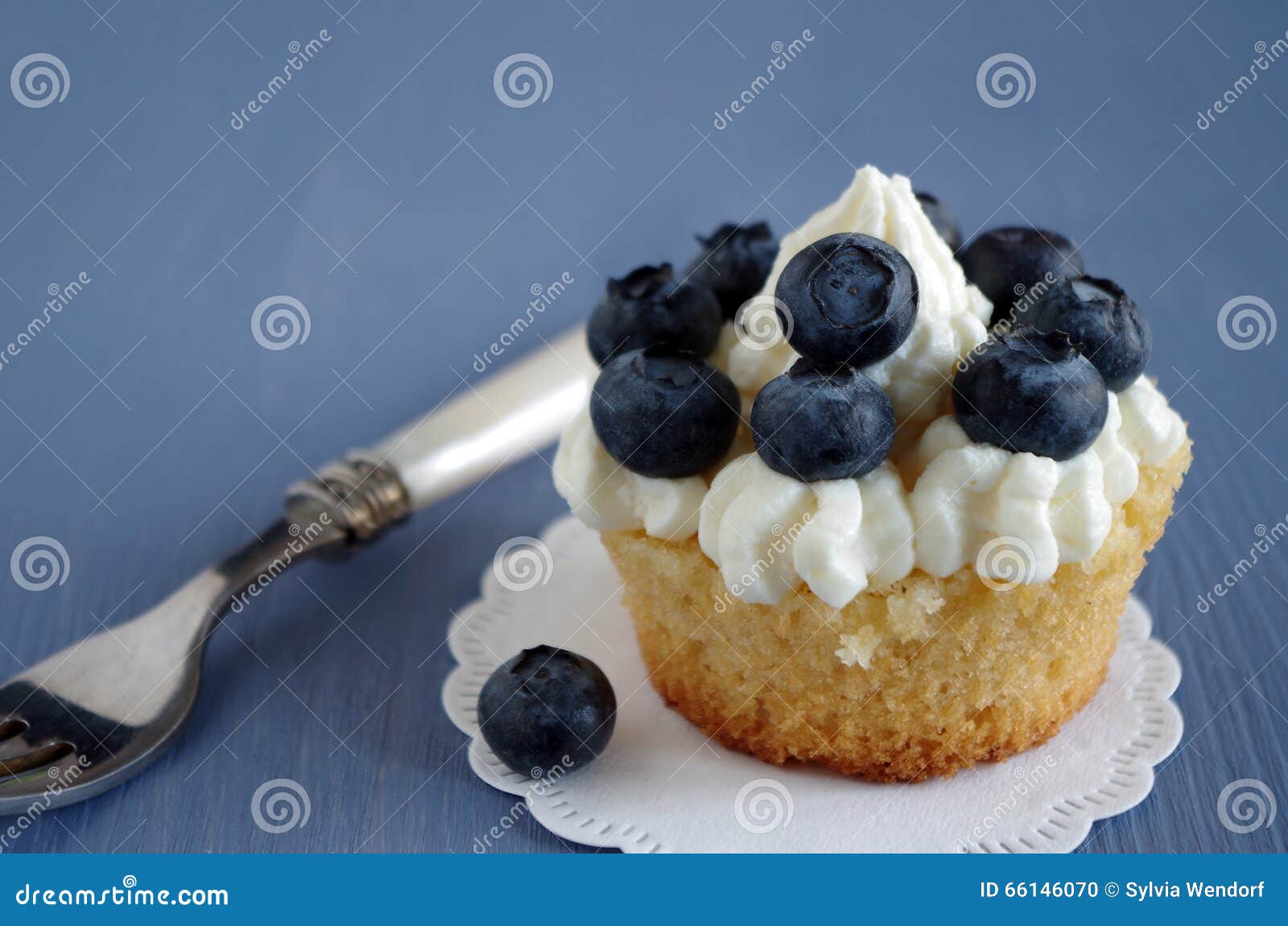 Cream Cupcake with Blueberries Stock Photo - Image of brainberries ...