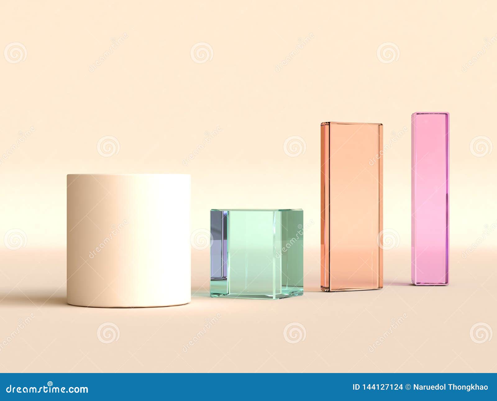 Cream Cylinder Colorful Clear Shape 3d Rendering Stock Illustration ...