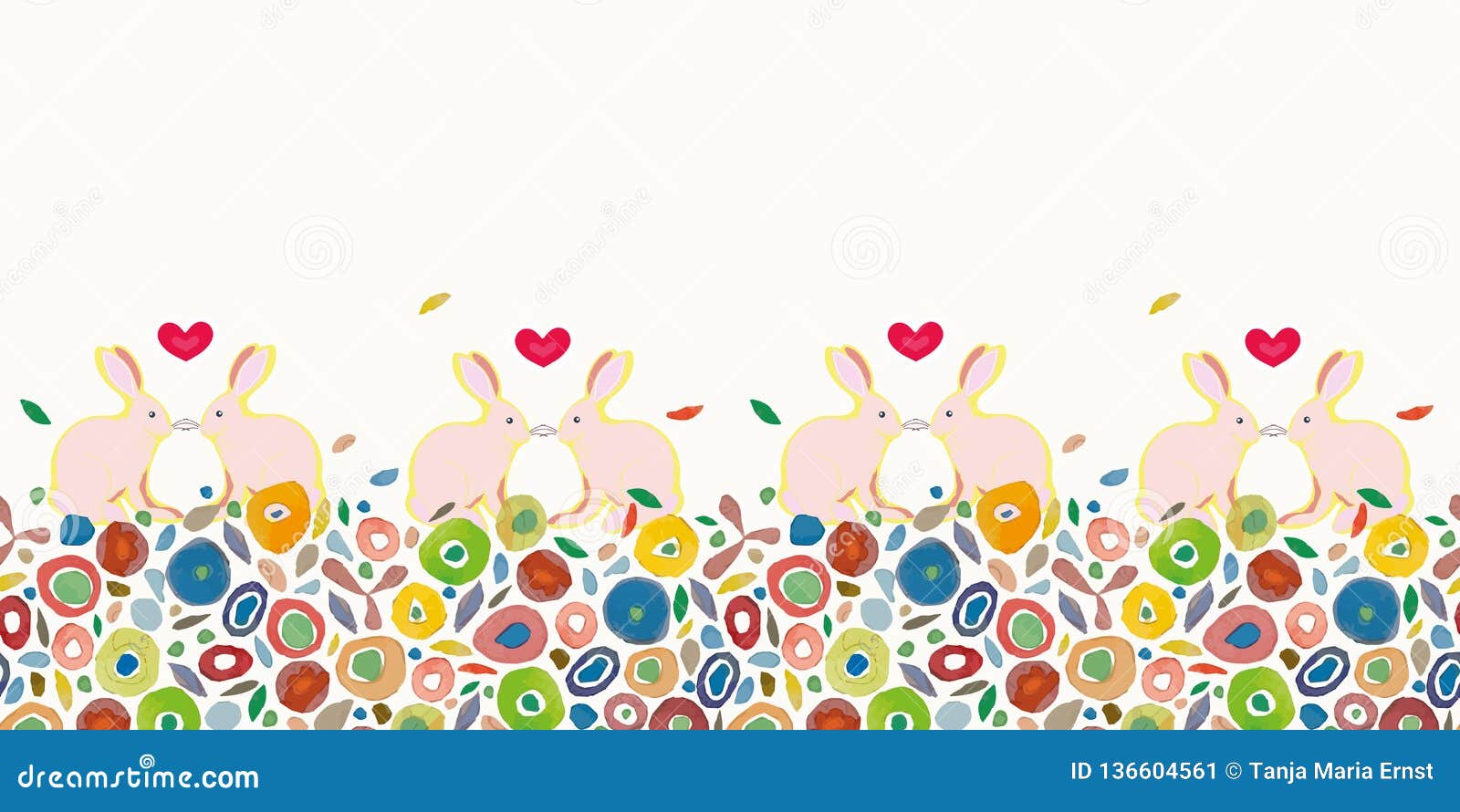 Cream Easter Pattern with Colorful Dots and Bunny. Stock Vector ...