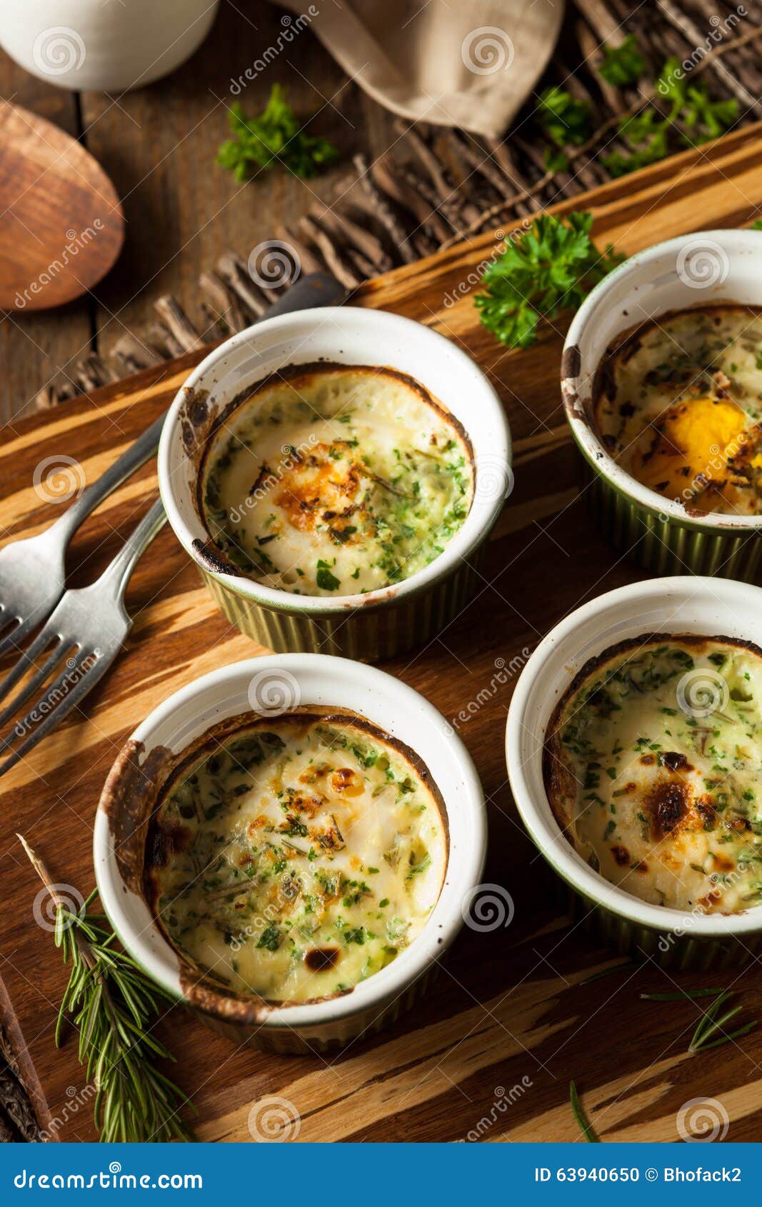 Cream Egg Bake in Ramekin stock photo. Image of kitchen - 63940650