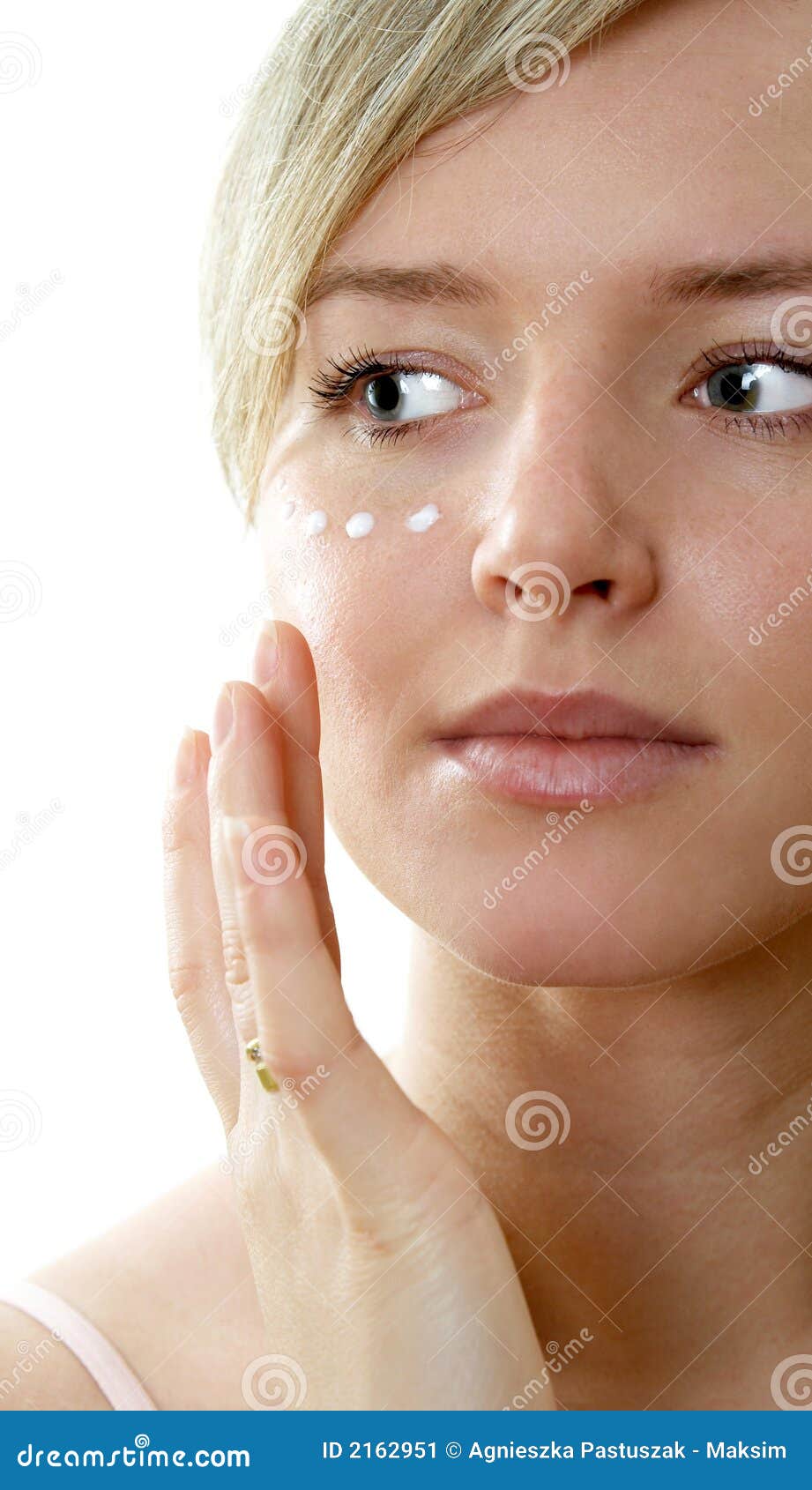 Cream on face stock image. Image of woman, cream, dampened - 2162951