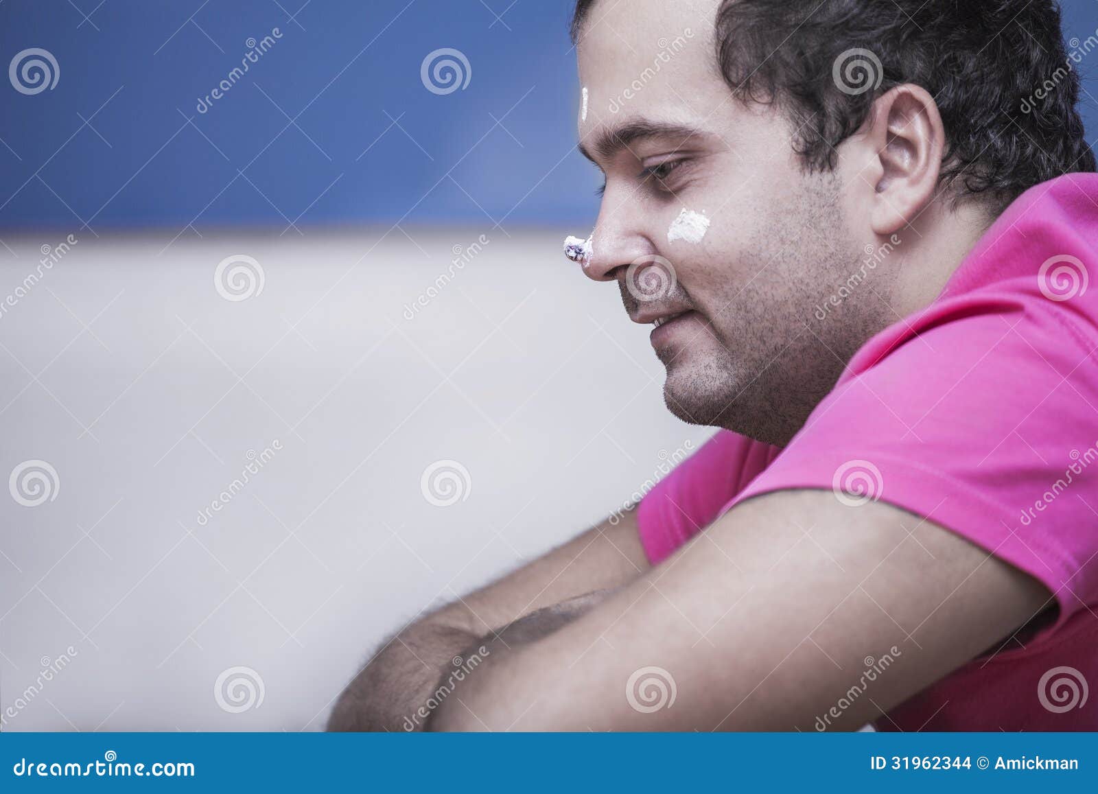 Cream on face stock photo. Image of messed, face, happy - 31962344