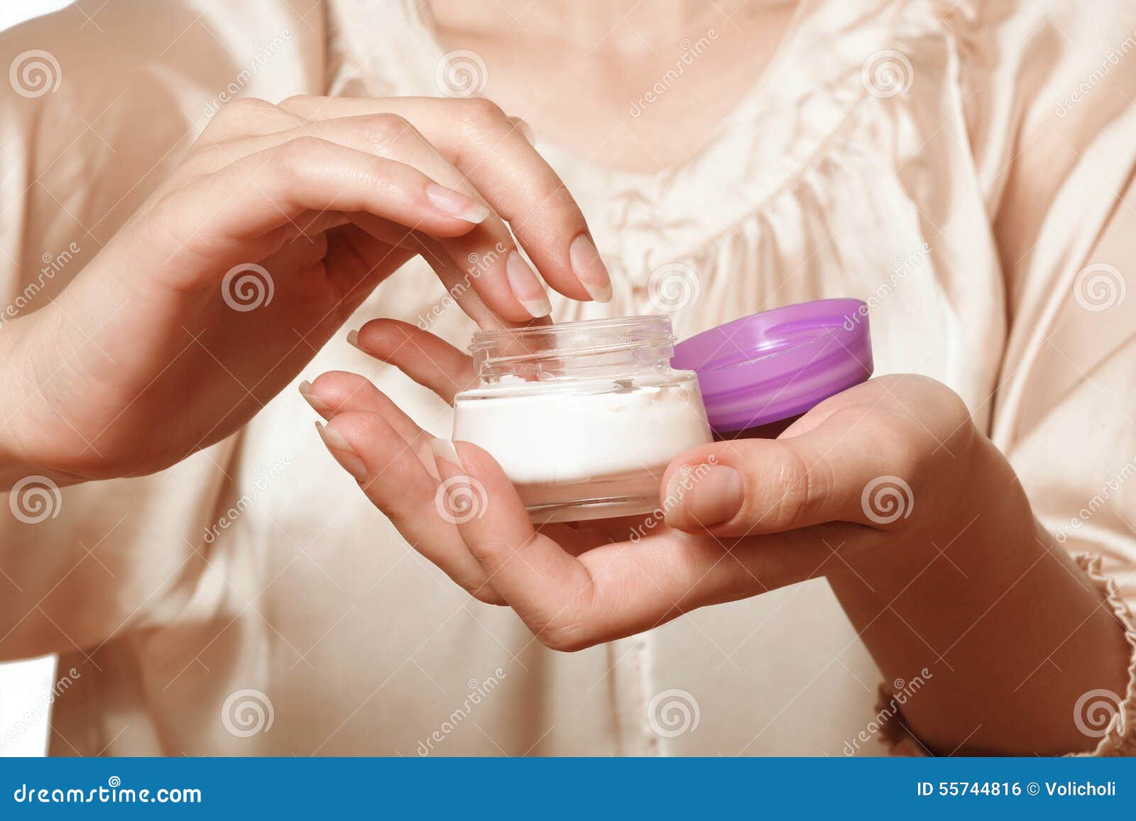 Cream in female hands stock photo. Image of healthy, closeup - 55744816