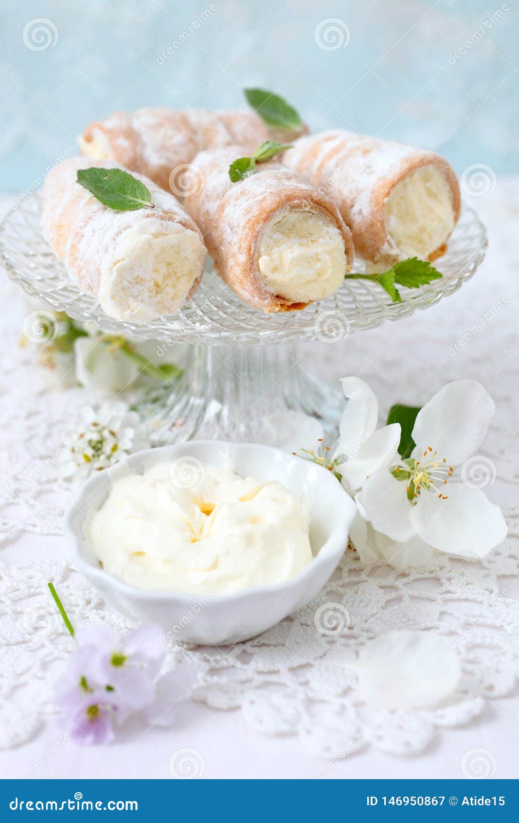 Cream filled pastry roll stock image. Image of cookie - 146950867
