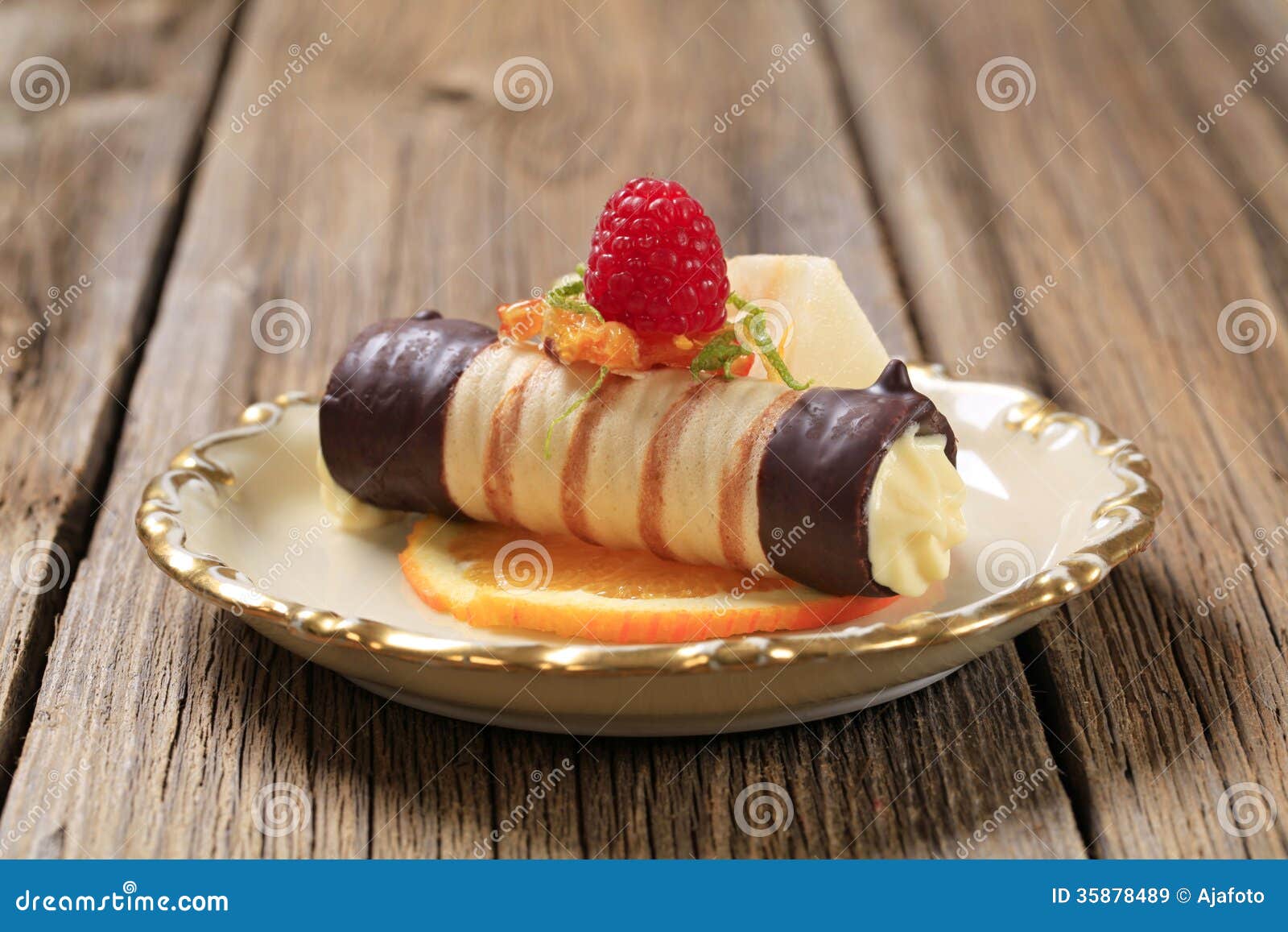 Cream filled wafer roll stock image. Image of fresh, fruit - 35878489