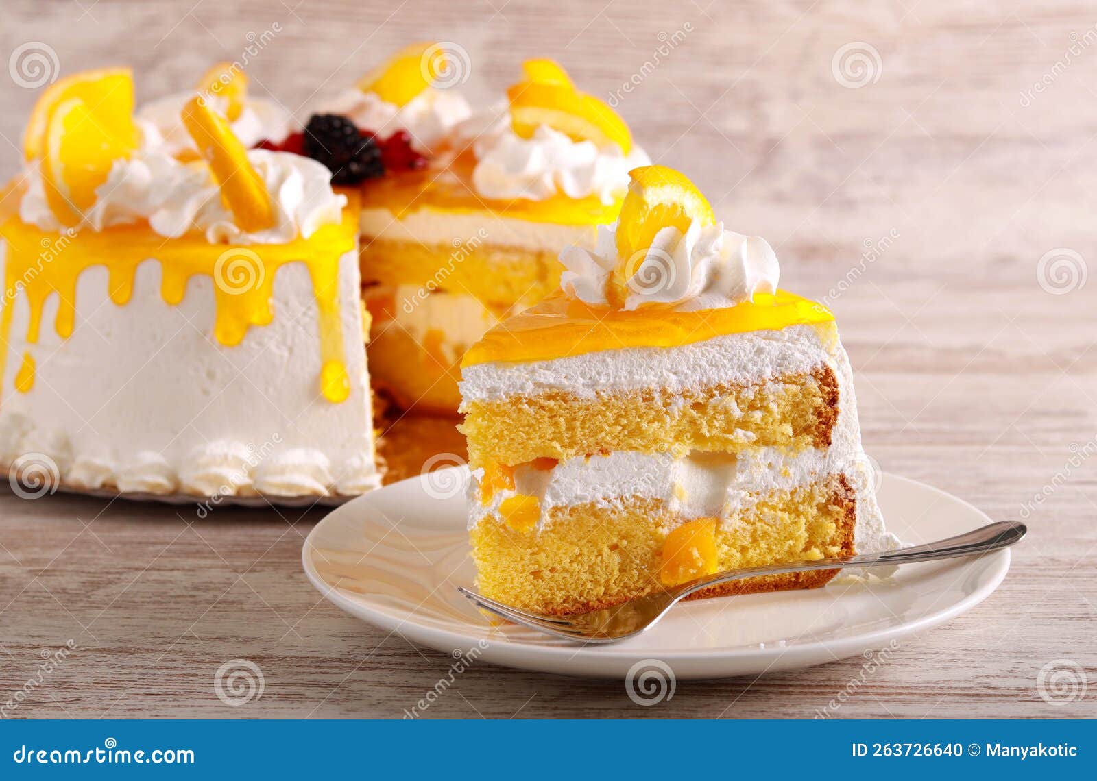 Cream and Fruit Layered Torte Stock Photo - Image of treat, slice ...