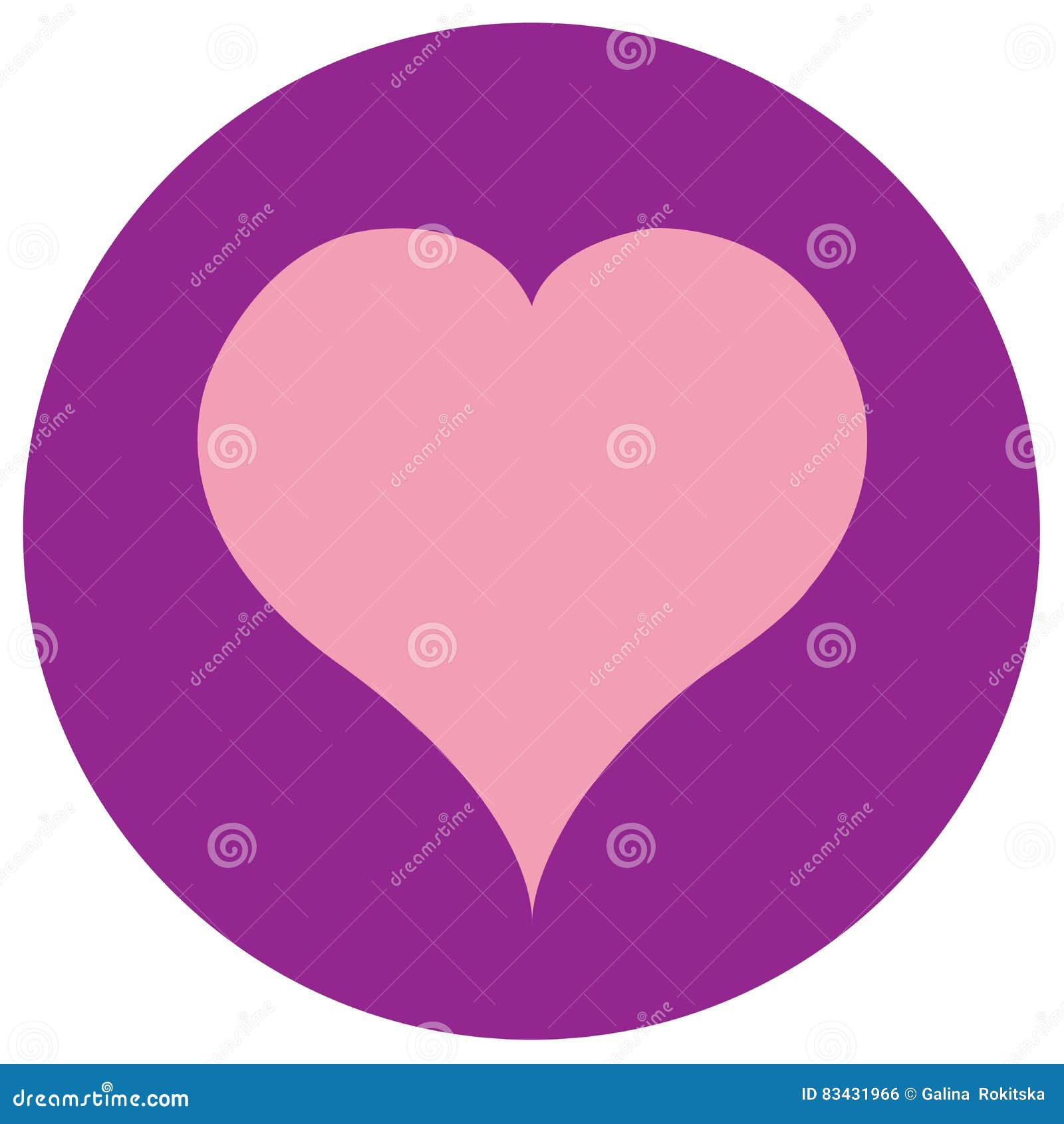 Cream Heart on Pink Background. Flat Illustration Stock Illustration ...