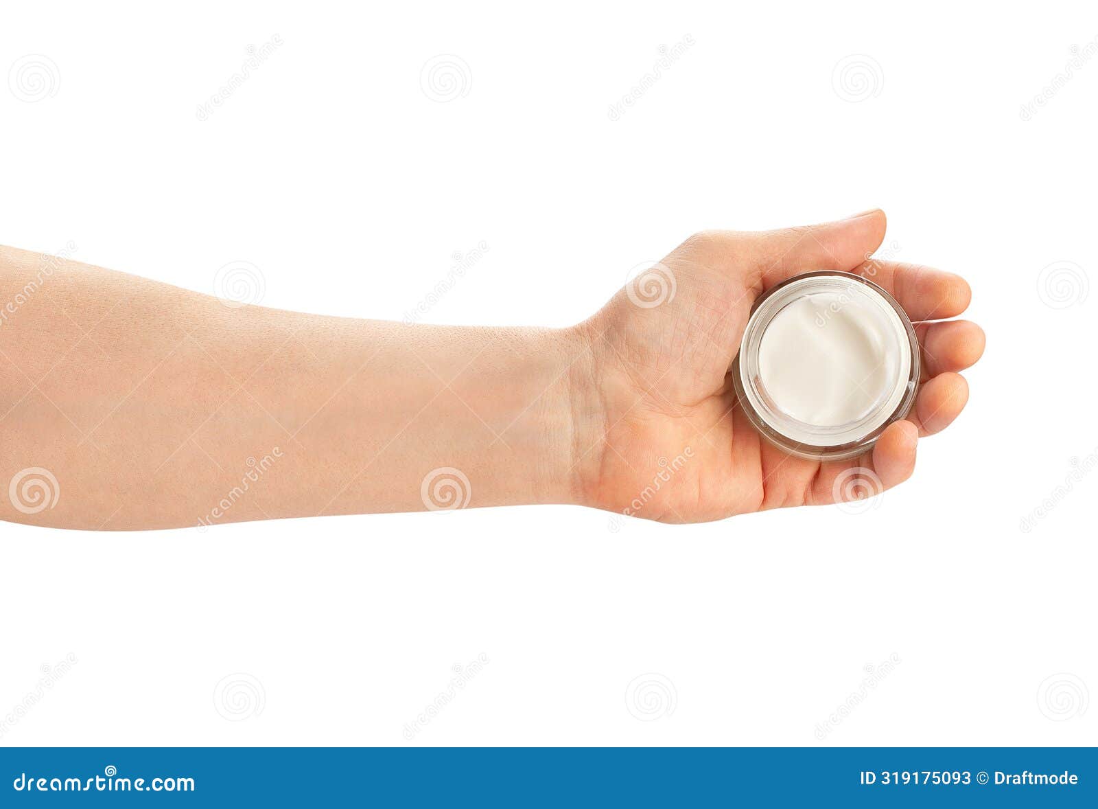 Cream Jar in Hand Path Isolated Stock Image - Image of isolated, creme ...