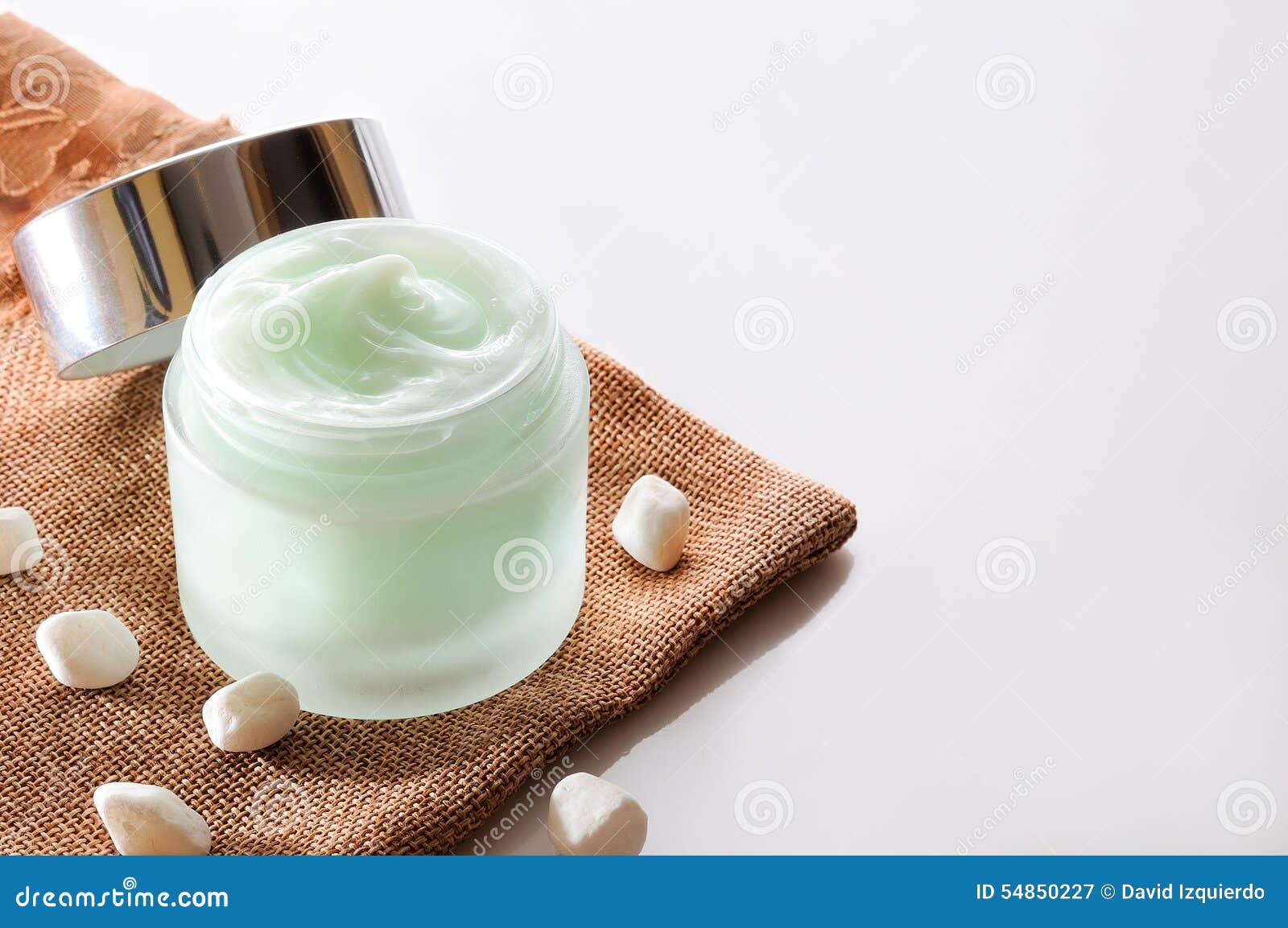 Cream Jar Open on Burlap Top View Isolated Stock Image - Image of ...