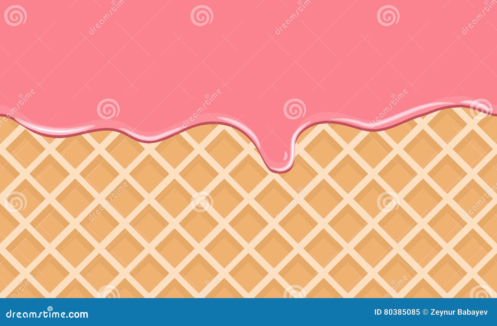 Cream Melted On Chocolate Wafer Background Flat Color Style Stock